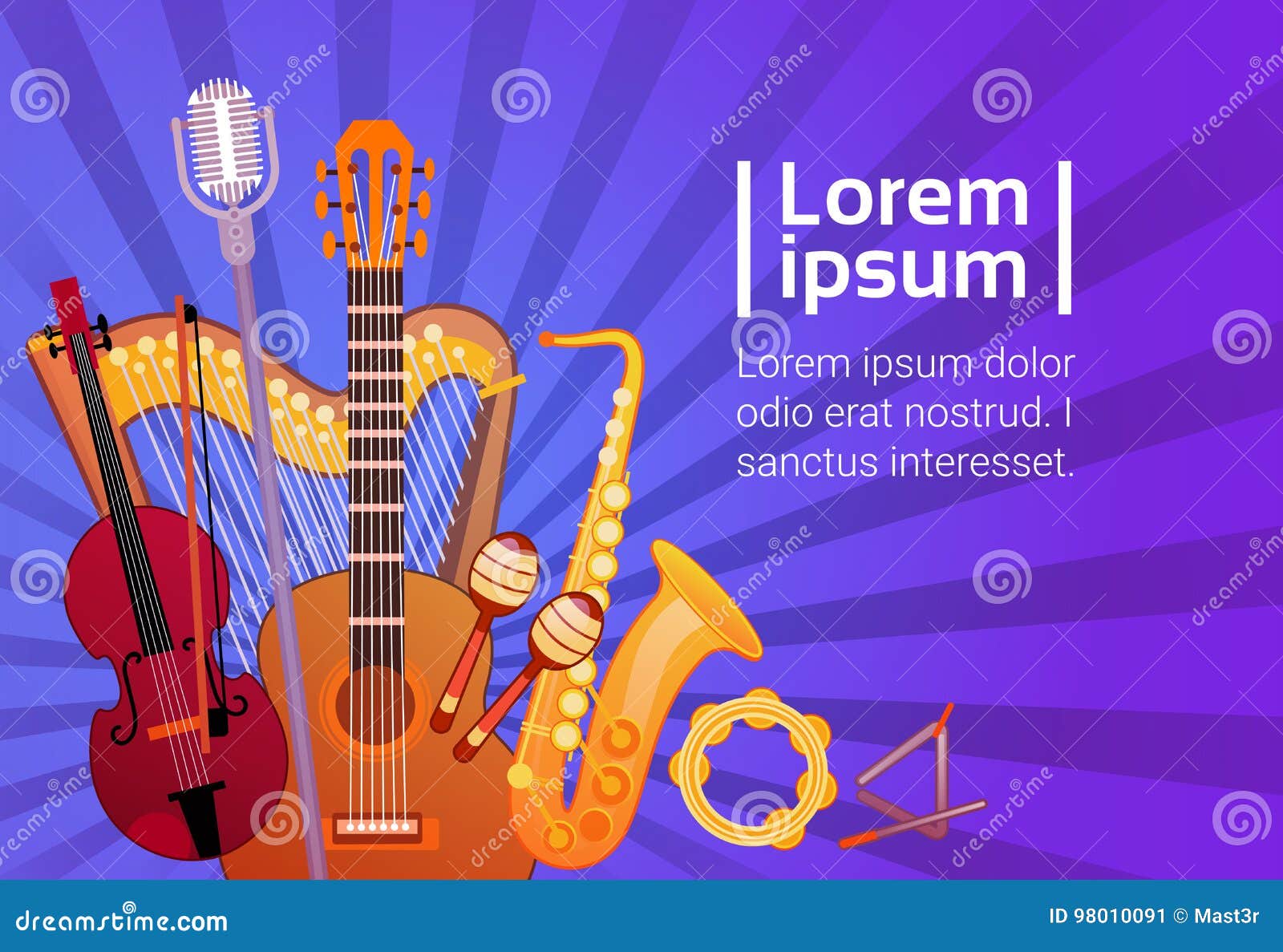 Music Instruments Set Banner with Copy Space Musical Concept Stock ...