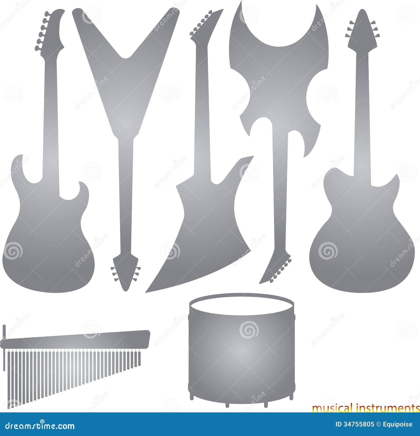 Music Instruments Silhouettes Stock Illustration - Illustration of ...