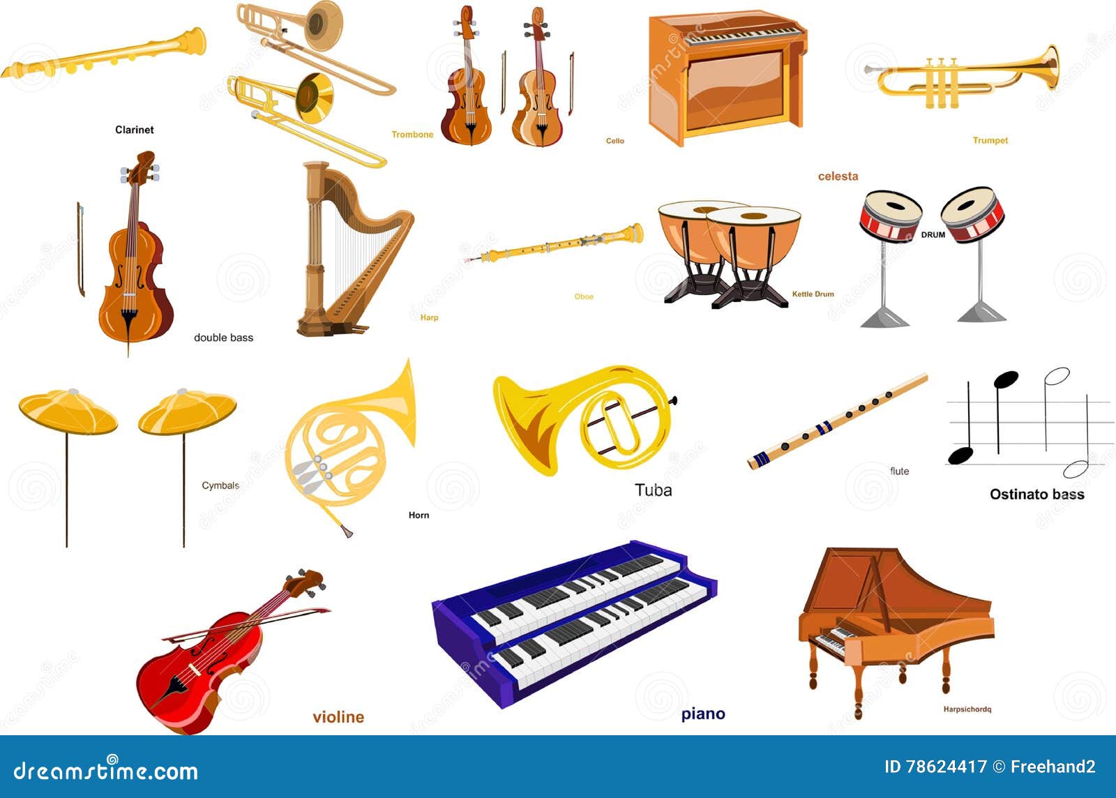 Music instruments stock illustration. Illustration of violin - 78624417
