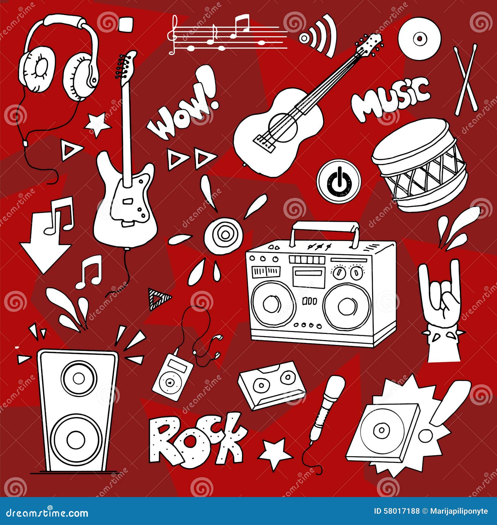 Music items set stock vector. Illustration of microphone - 58017188