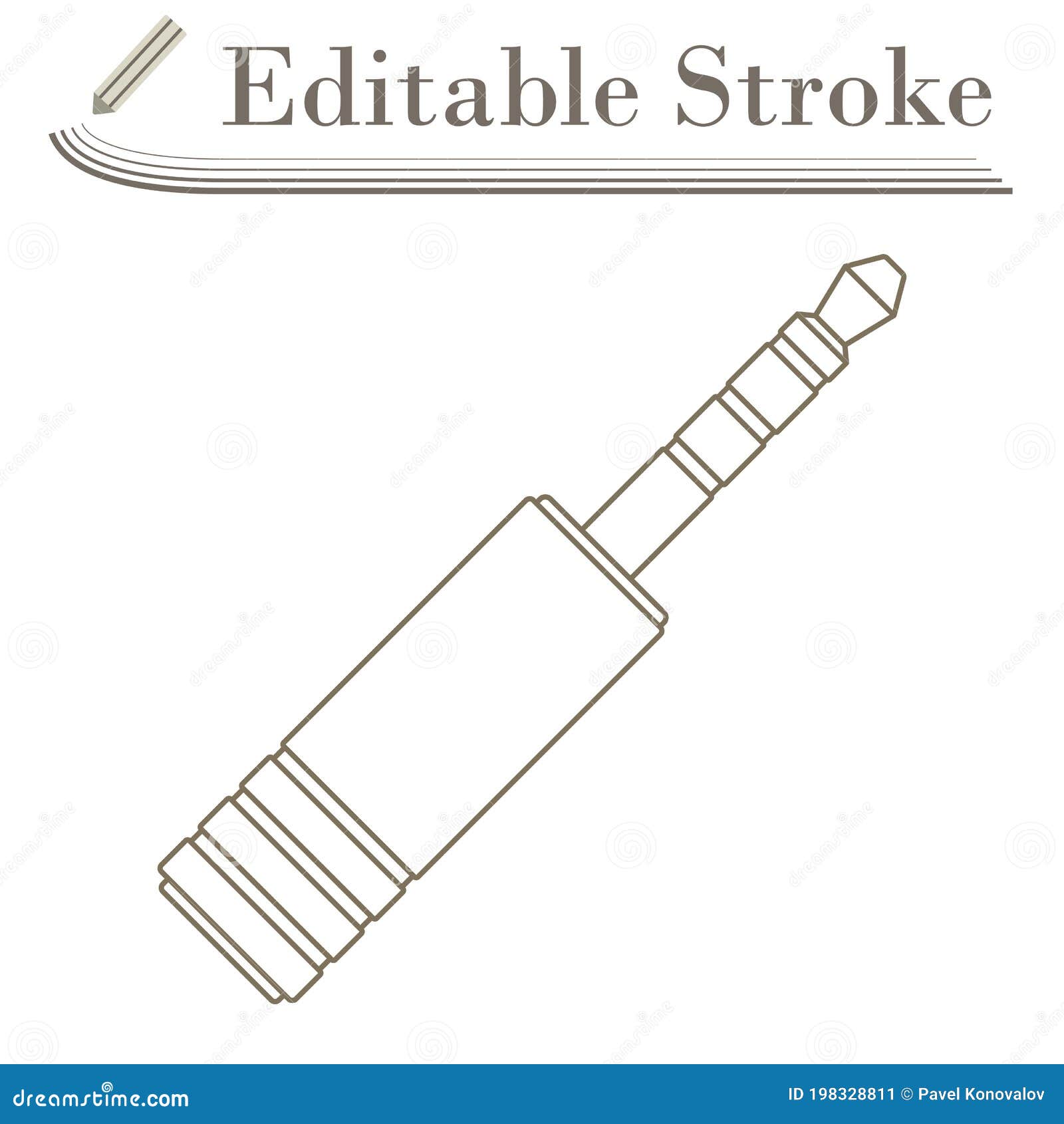 Music Jack Plug-in Icon stock vector. Illustration of line - 198328811