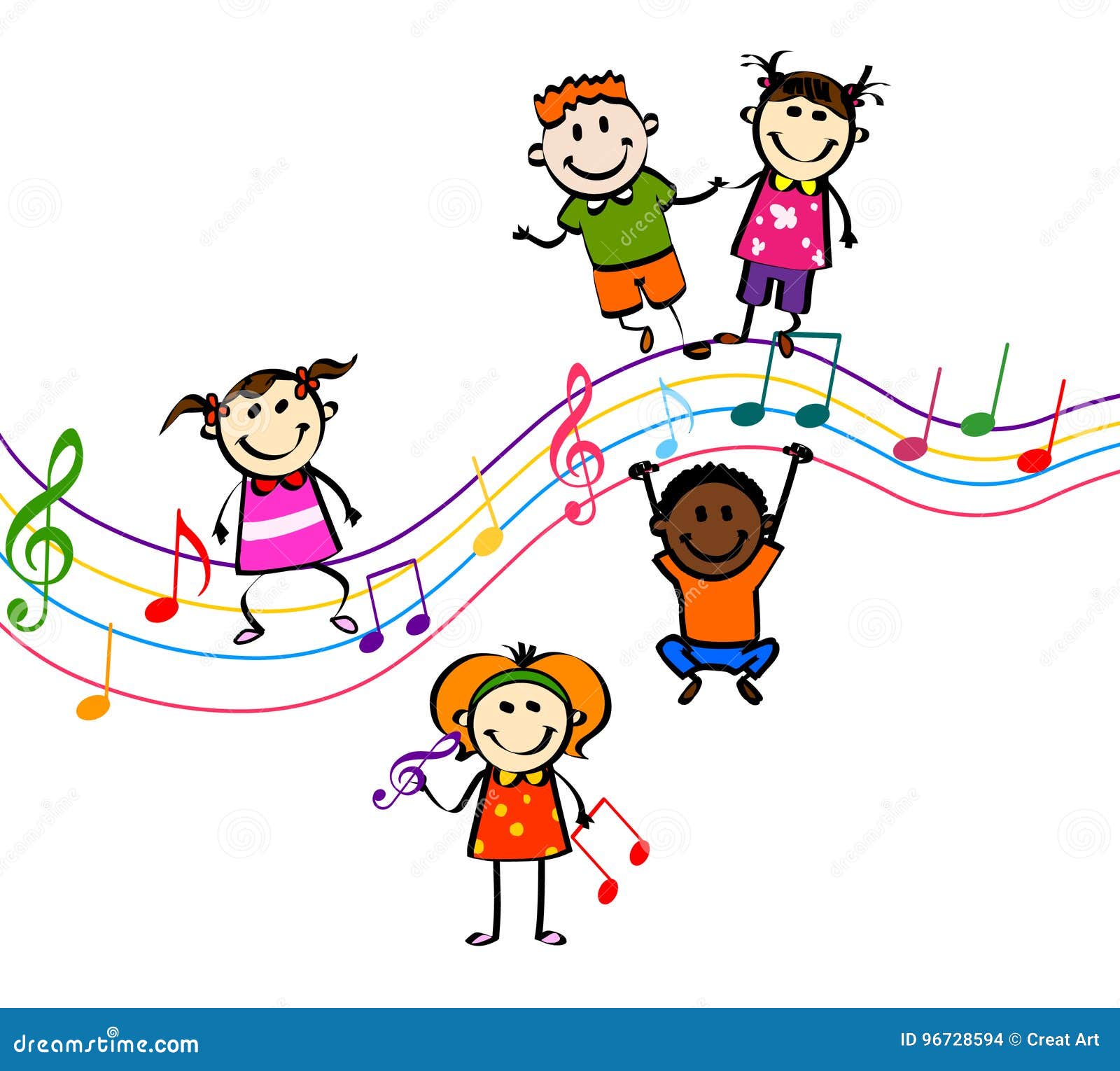 Music kids stock vector. Illustration of pink, hair, figure - 96728594