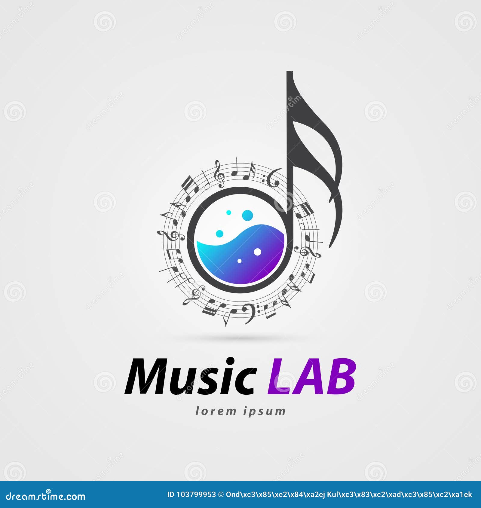 Music Laboratory Symbol. Creative Icon with Notes Stock Vector ...