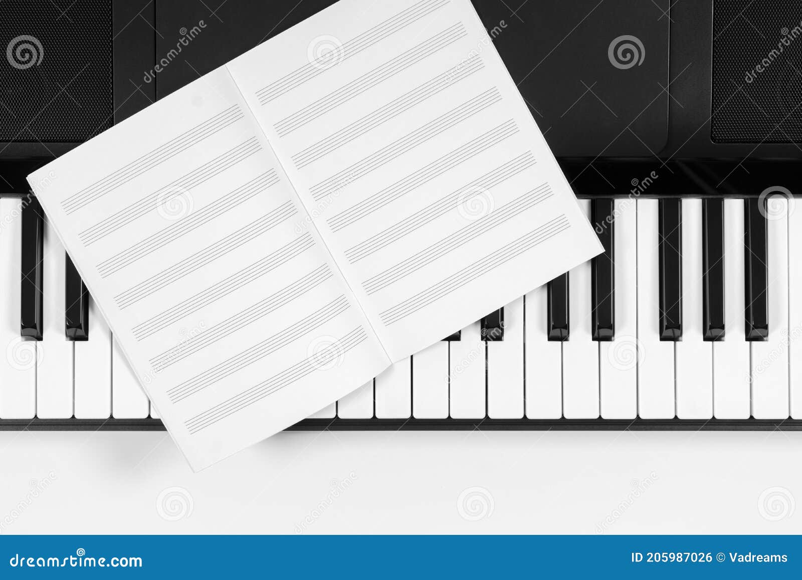 Music Learning Background. Piano Keyboard and Music Sheet Notebook ...
