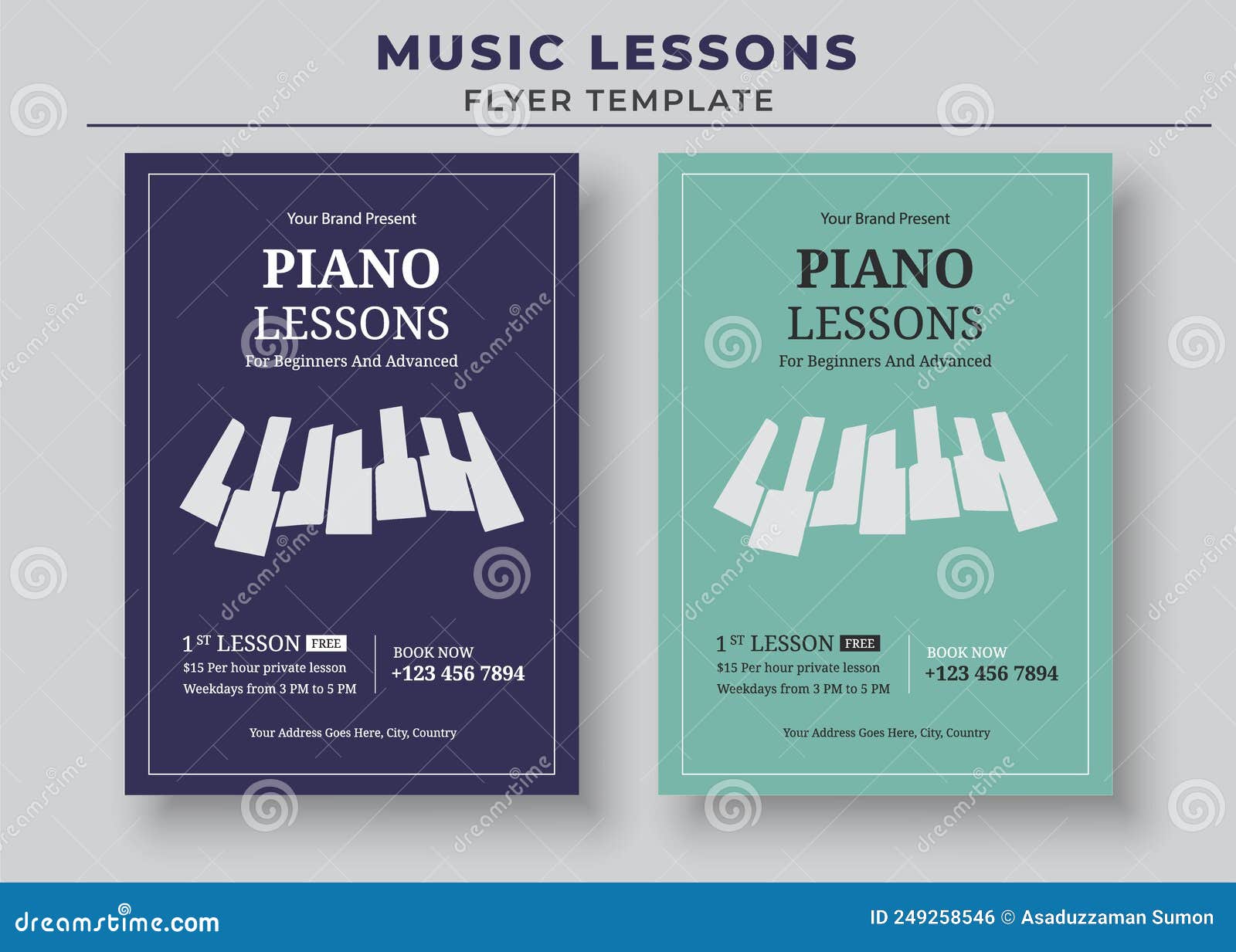 Music Lessons Flyer Template, Piano Lessons Poster, Music Class Poster ...