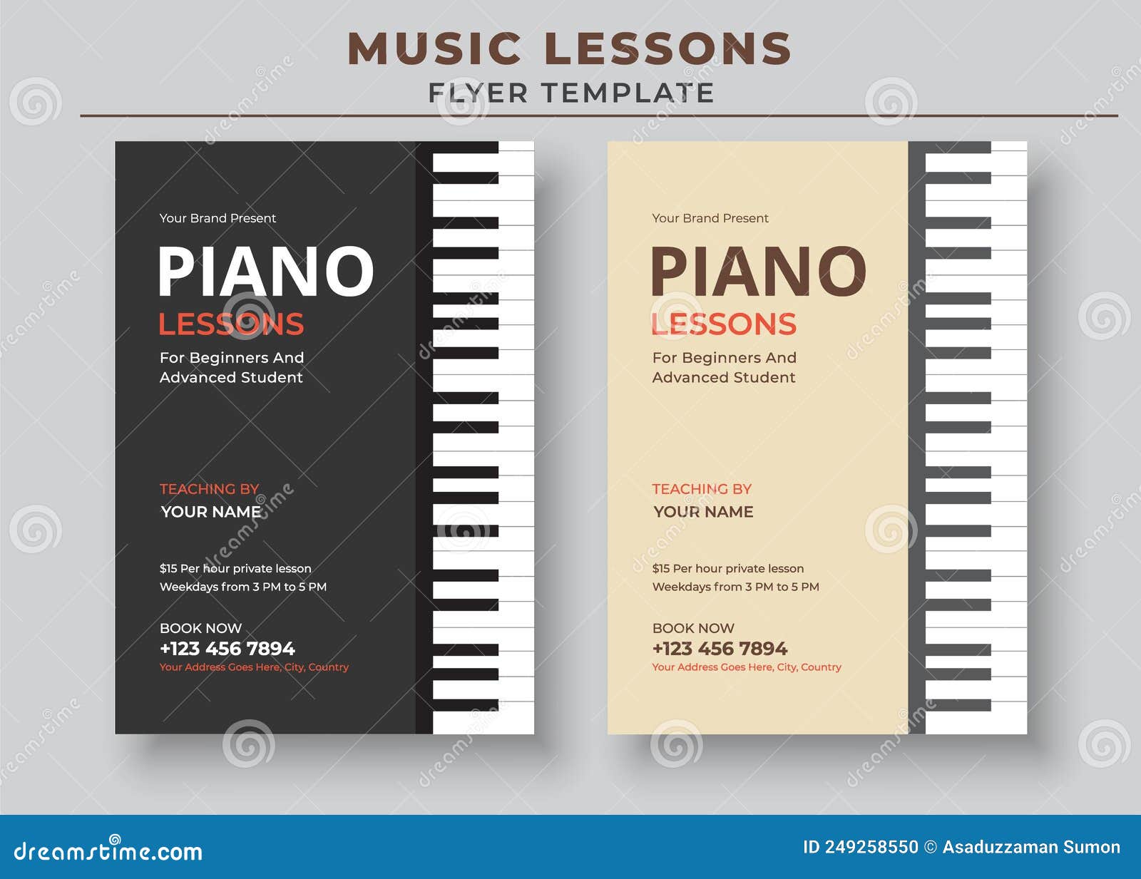 Music Lessons Flyer Template, Piano Lessons Poster, Music Class Poster ...