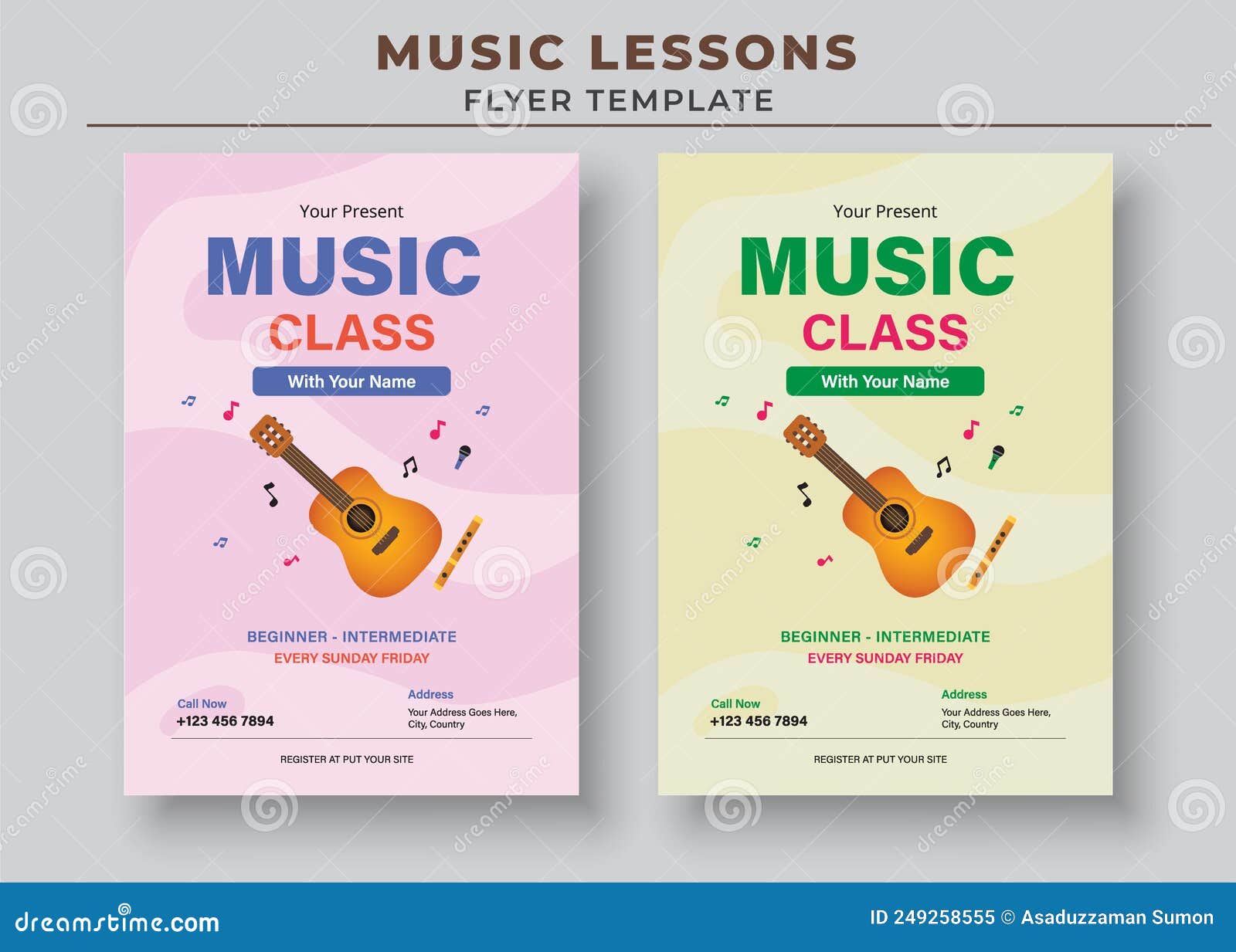 Music Lessons Flyer Template, Piano Lessons Poster, Music Class Poster ...