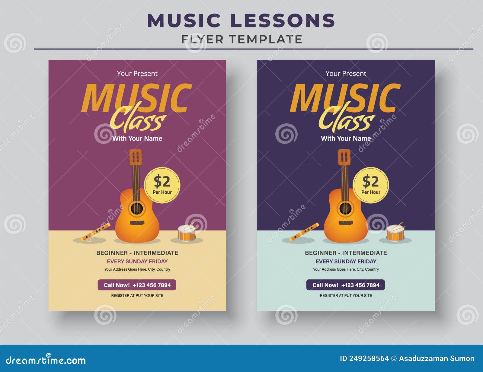 Music Lessons Flyer Template, Piano Lessons Poster, Music Class Poster ...