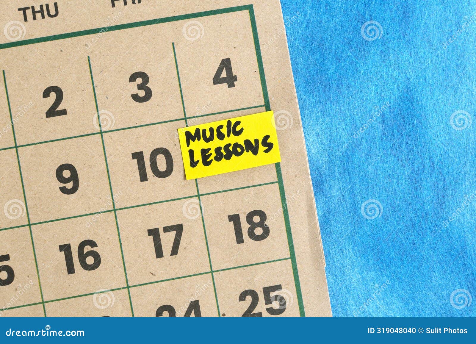 Music Lessons Reminder on Calendar. Weekend Wellness and Creativity ...