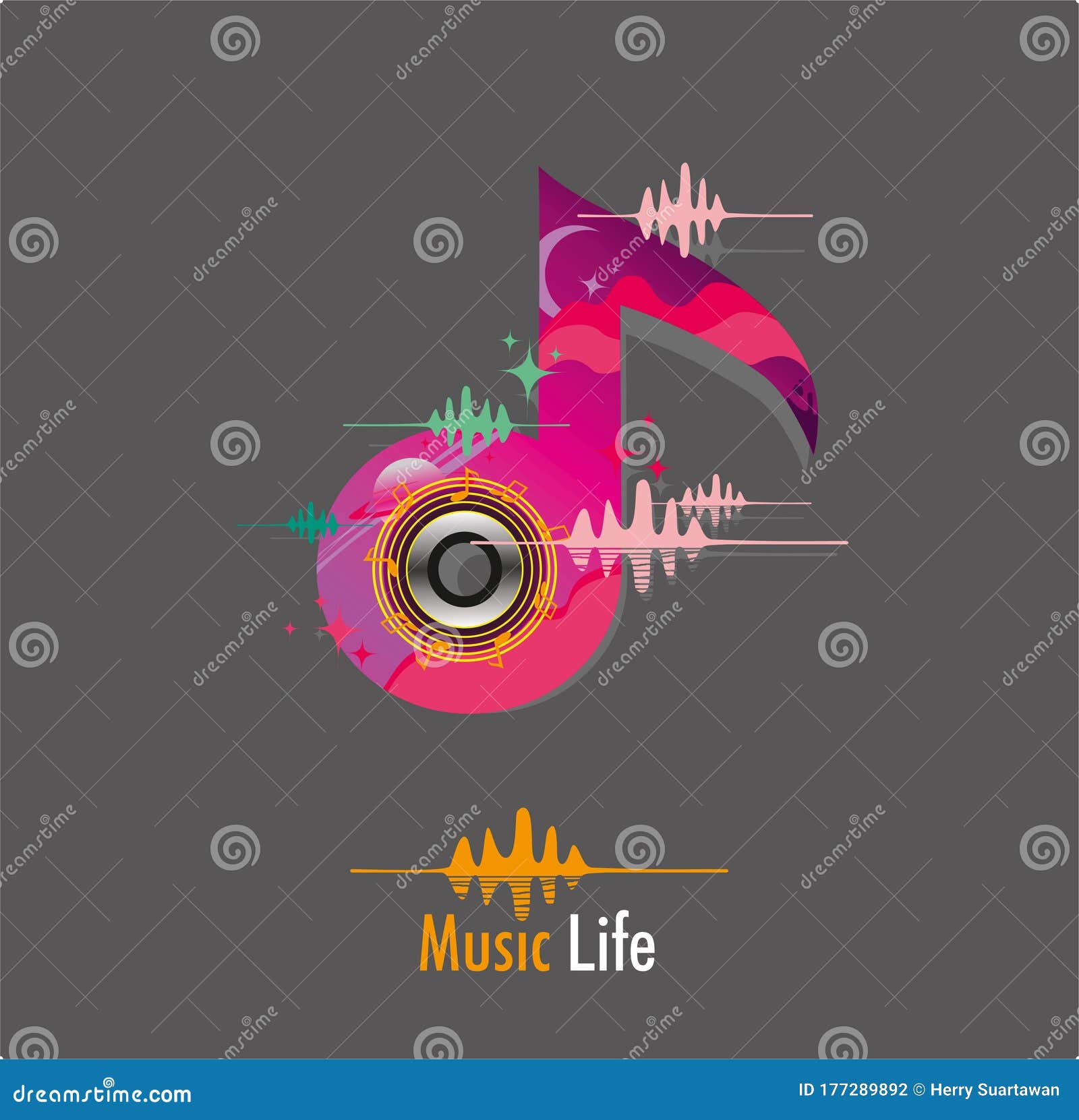 Music Life Logo Vector Waves Design Stock Vector - Illustration of ...