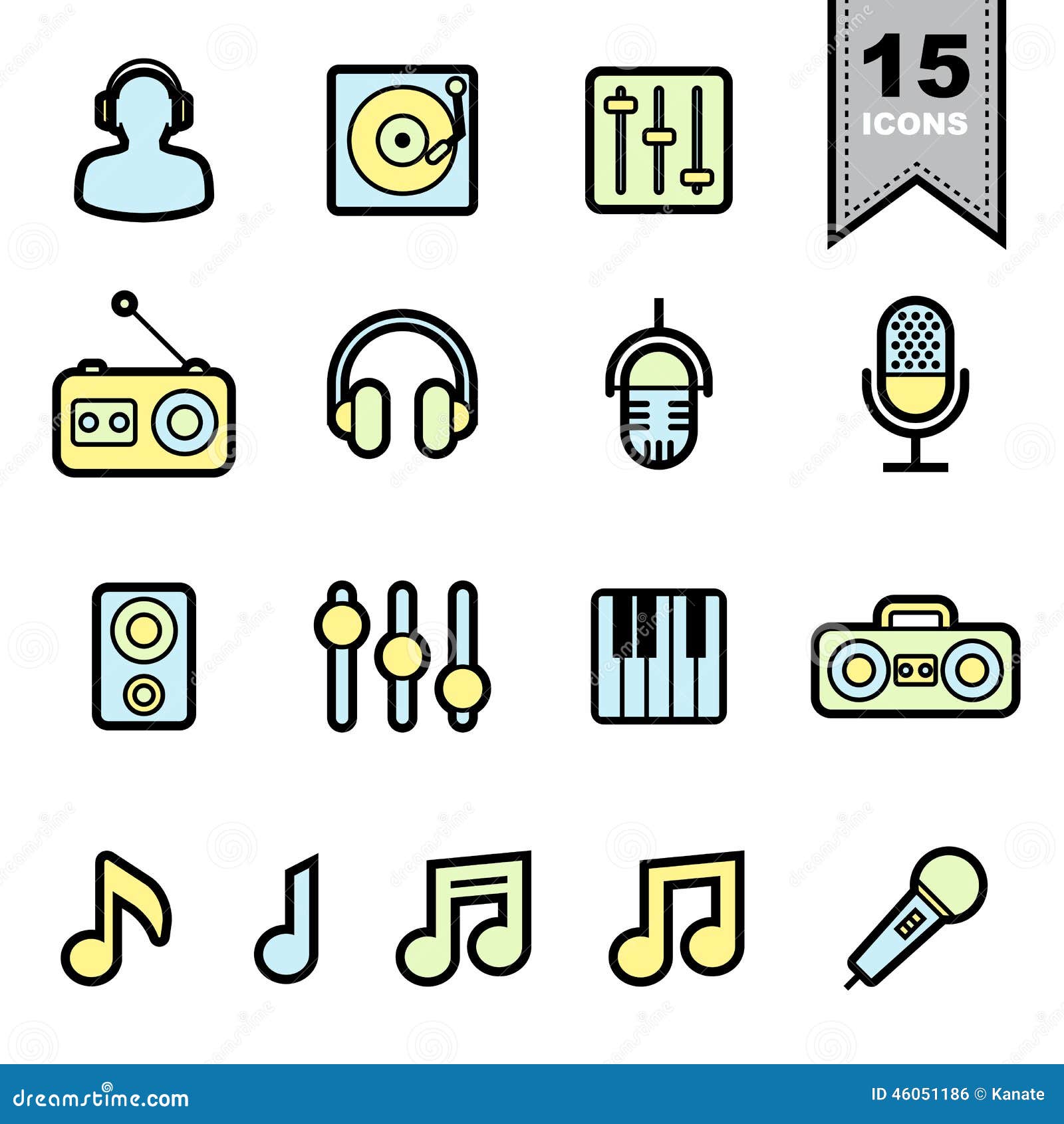 Music Line icons set. stock vector. Illustration of sign - 46051186