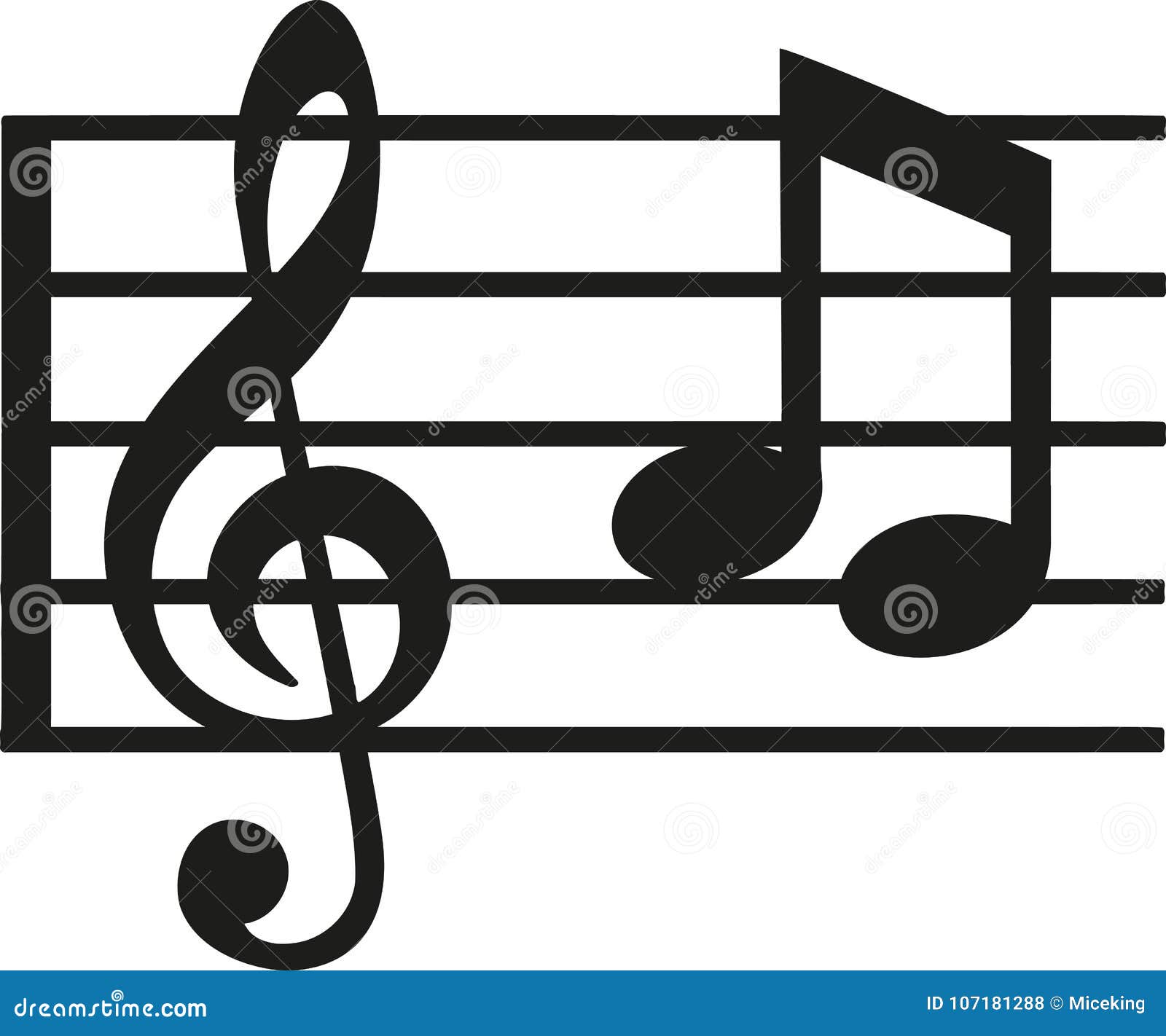 Music Line with Note and Clef Stock Vector - Illustration of icon ...