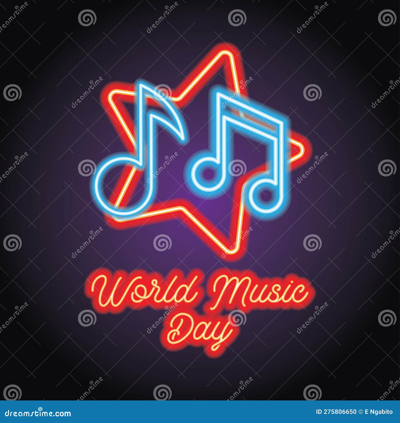 Music and Live Music Logo with Neon Light Effect. Vector Illustration ...