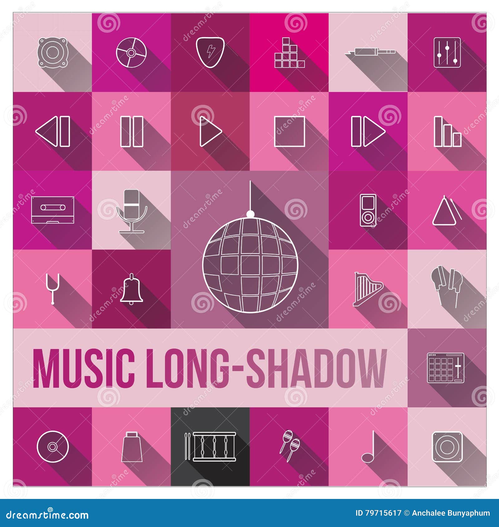 Music long-shadow stock illustration. Illustration of flat - 79715617