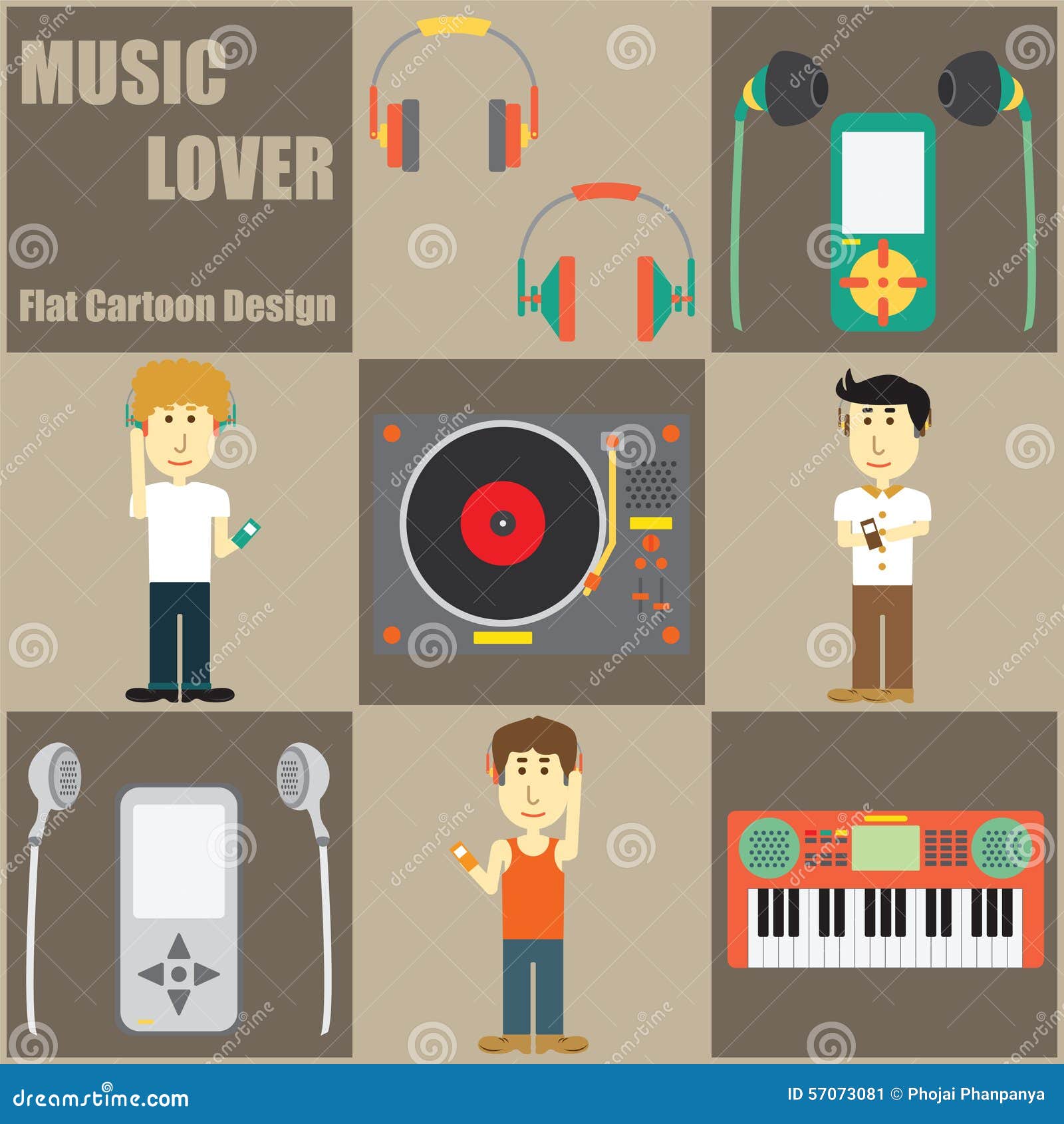 Music Lover People Flat Cartoon Stock Vector - Illustration of concept ...
