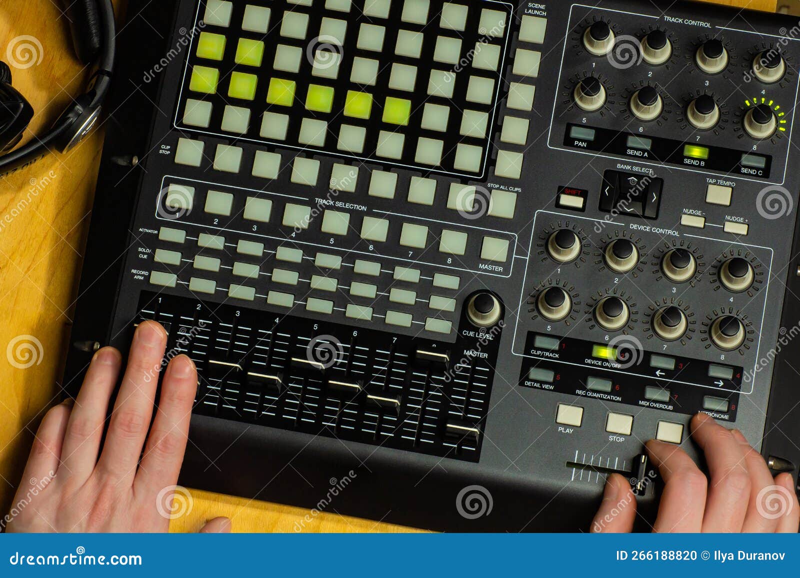 Music Making with Audio Controller in Sound Recording Studio Stock ...