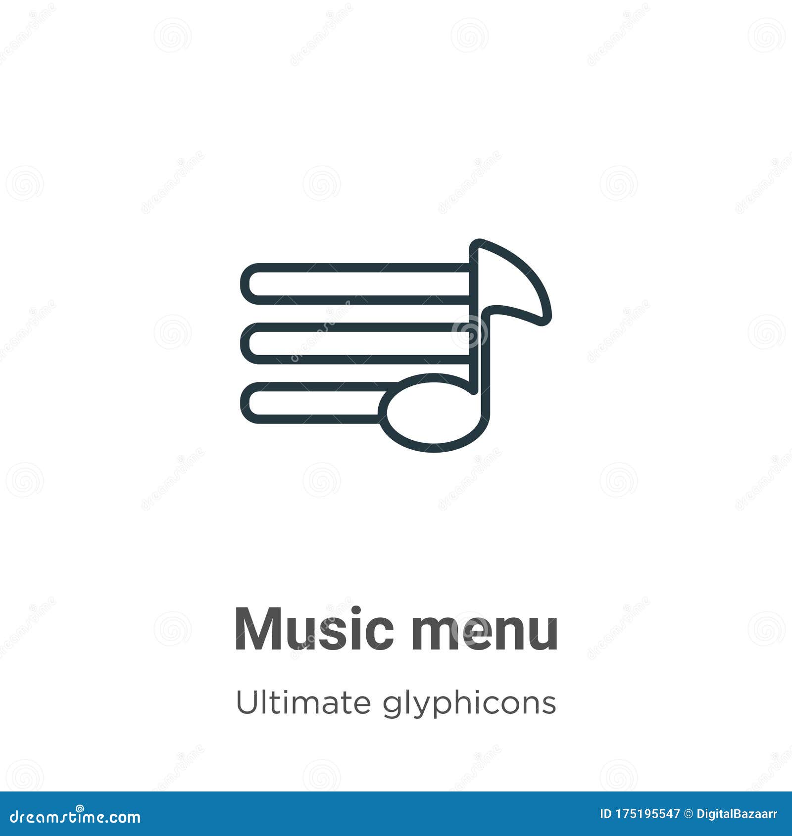 Music Menu Outline Vector Icon. Thin Line Black Music Menu Icon, Flat ...