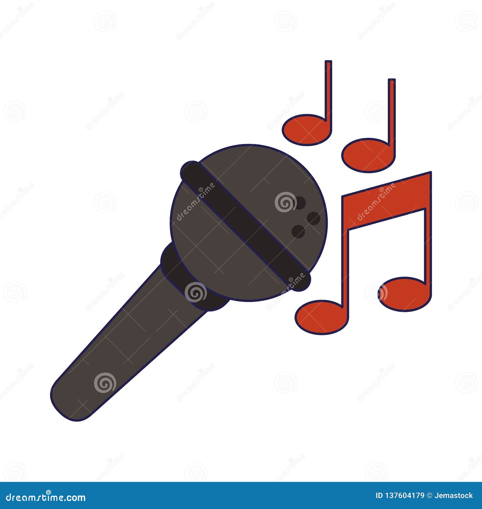 Music Microphone with Notes Stock Vector - Illustration of speak ...