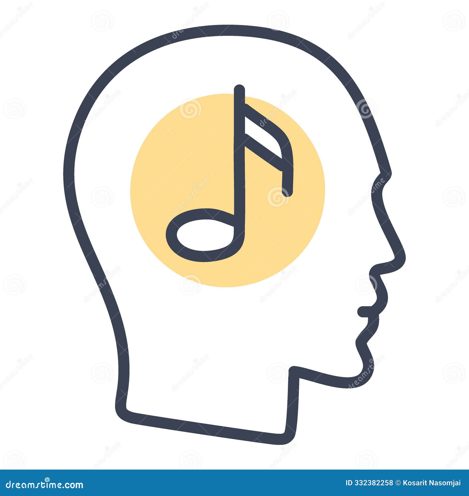 Music in the Mind Icon. a Simple Icon of a Head with a Musical Note ...