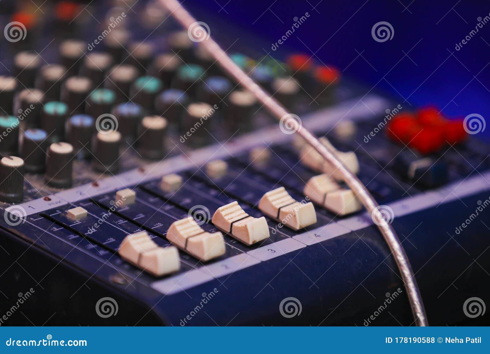 Music Mixer Control Panel. Closeup Stock Photo - Image of channel ...