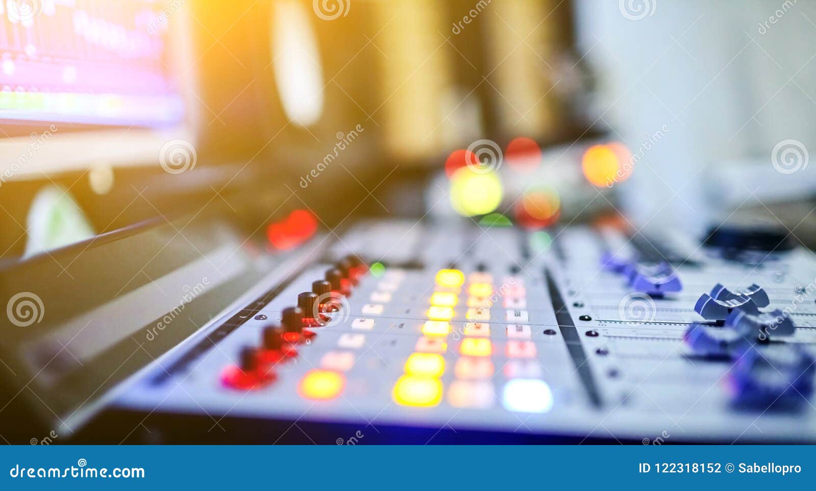 Music mixer control panel stock photo. Image of broadcast - 122318152