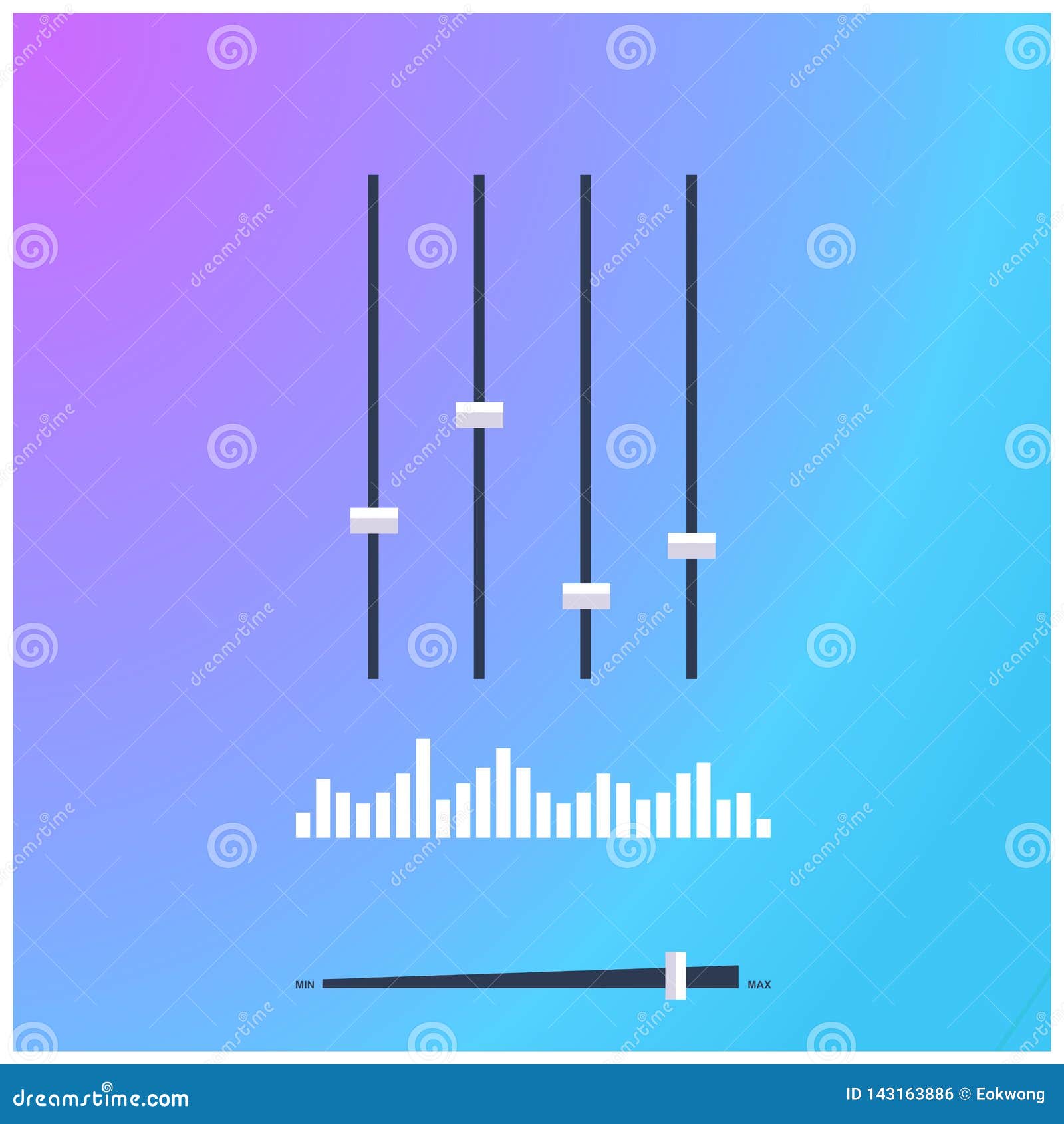 Music Mixer with Equalizer Control Buttons, Sound Waves and Volume ...