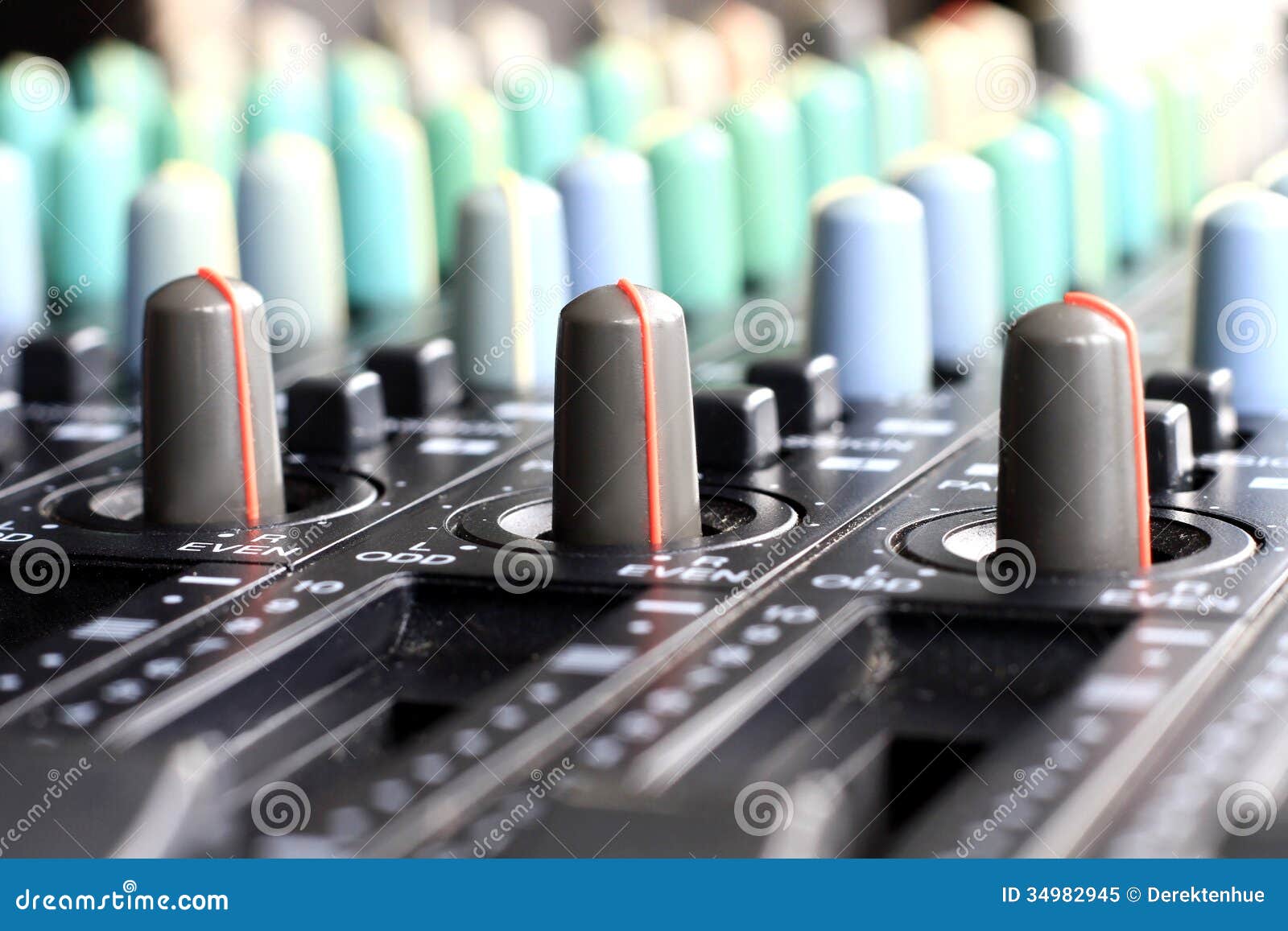 Music mixer stock image. Image of adjusting, blue, analog - 34982945