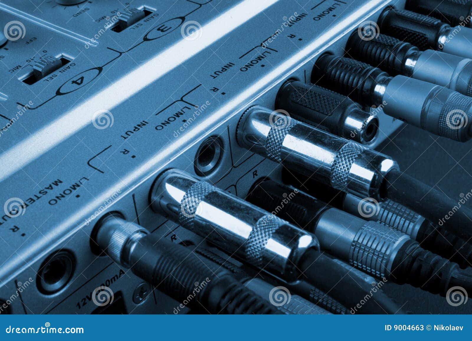 Music mixer inputs stock image. Image of blue, line, audio - 9004663