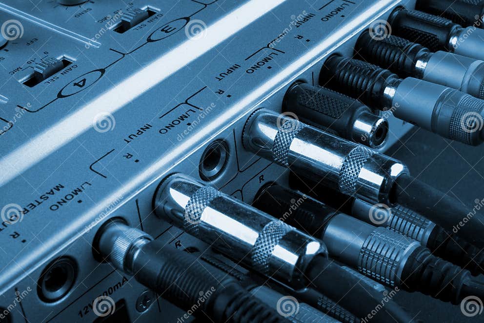 Music mixer inputs stock image. Image of blue, line, audio - 9004663