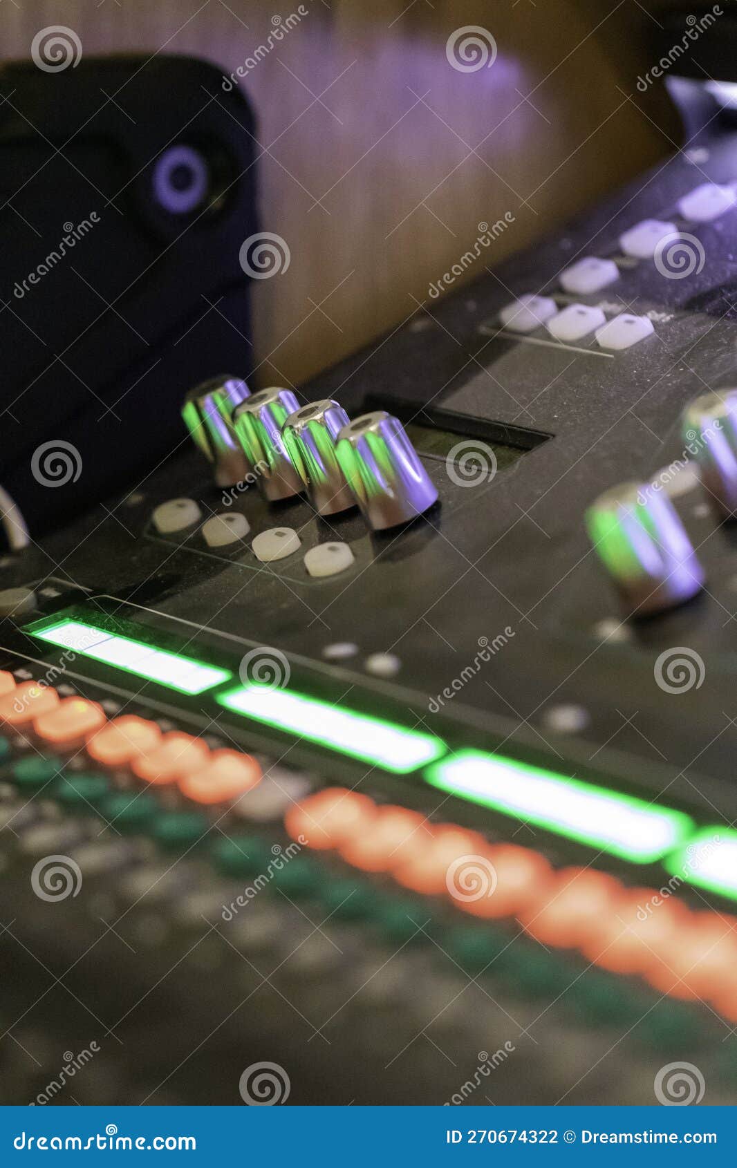 Music Mixing Desk Lights and Dials Stock Photo - Image of singing ...