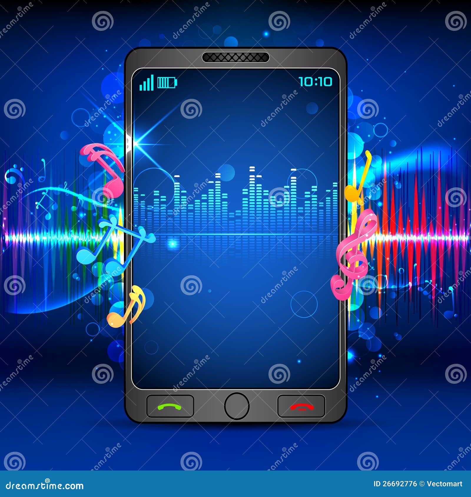 Music on Mobile Phone stock vector. Illustration of organizer - 26692776