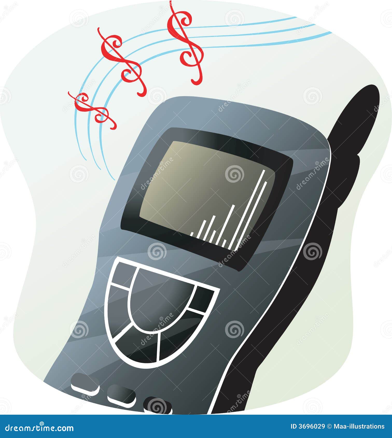 Music and mobilephone stock vector. Illustration of phone - 3696029