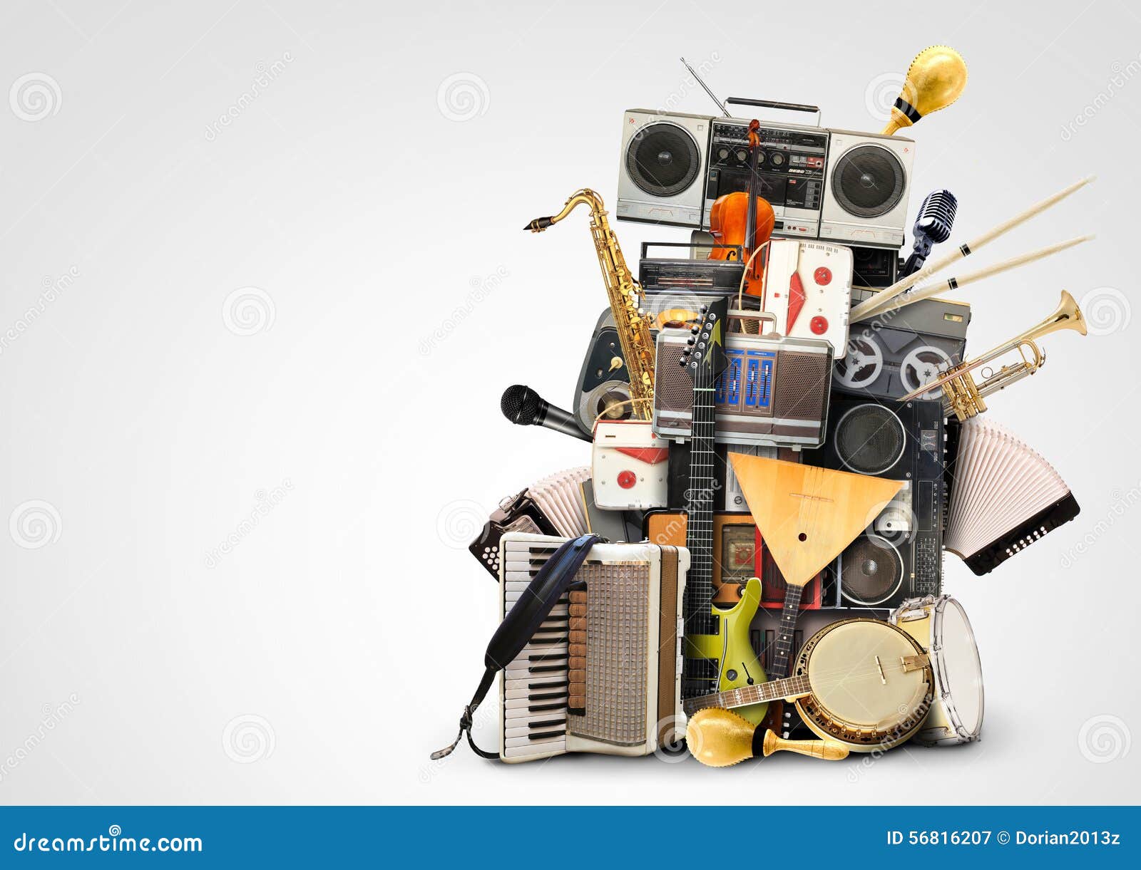 Music, musical instruments stock image. Image of collage - 56816207