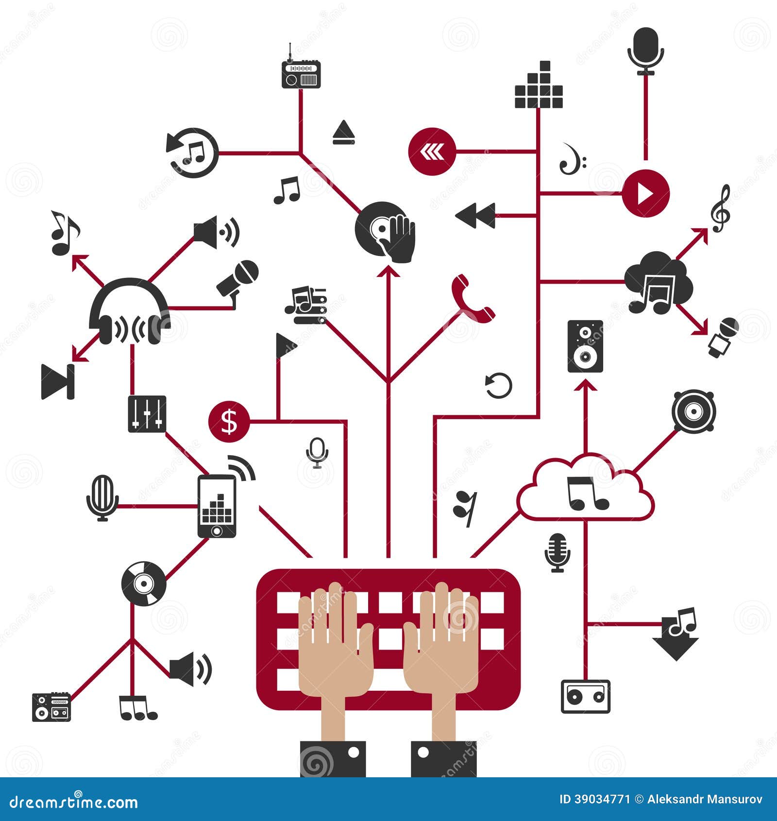 Music in a network stock vector. Illustration of frame - 39034771