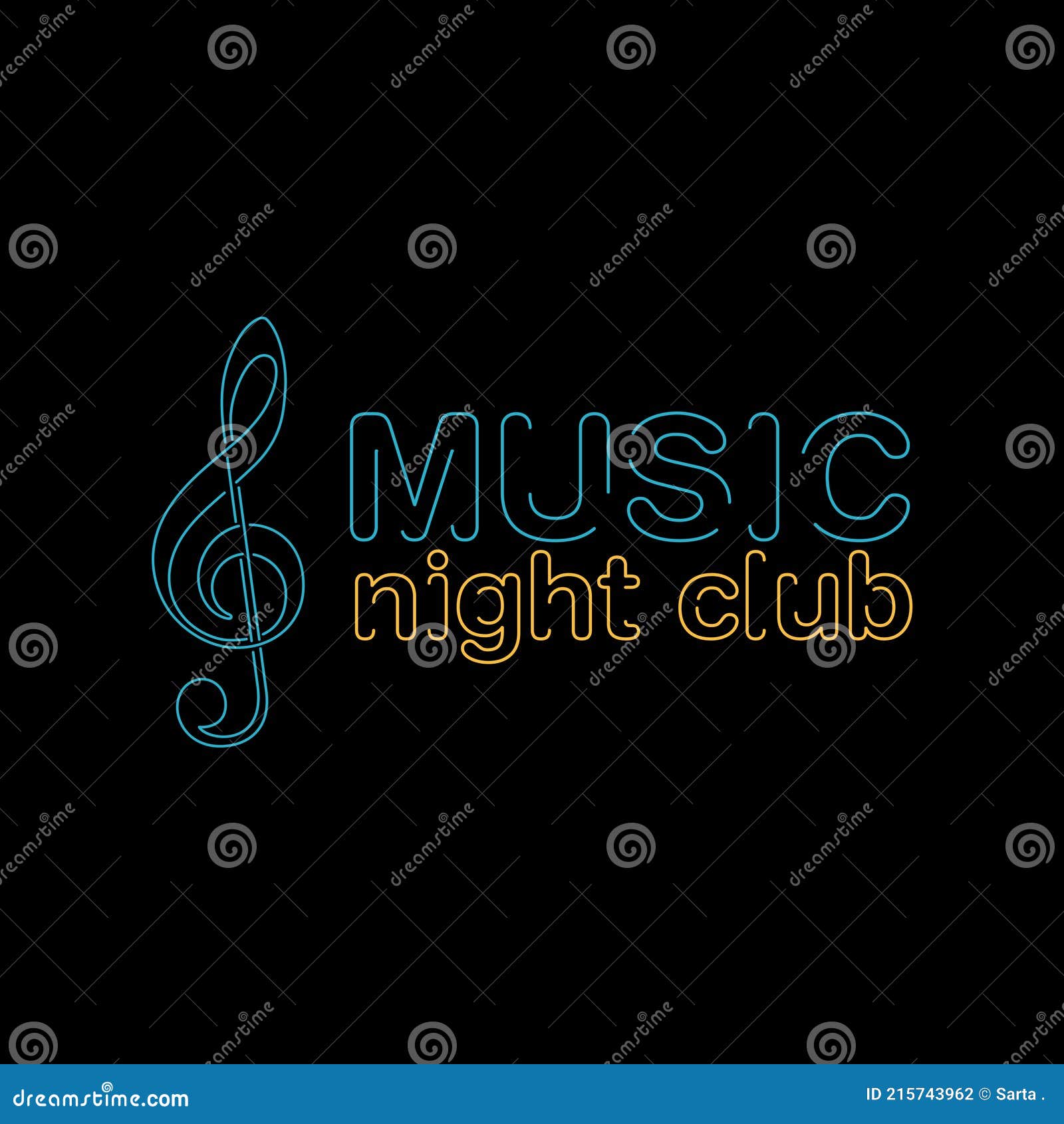 Music Night Club Logo Vector Template with Neon Style Stock Vector ...
