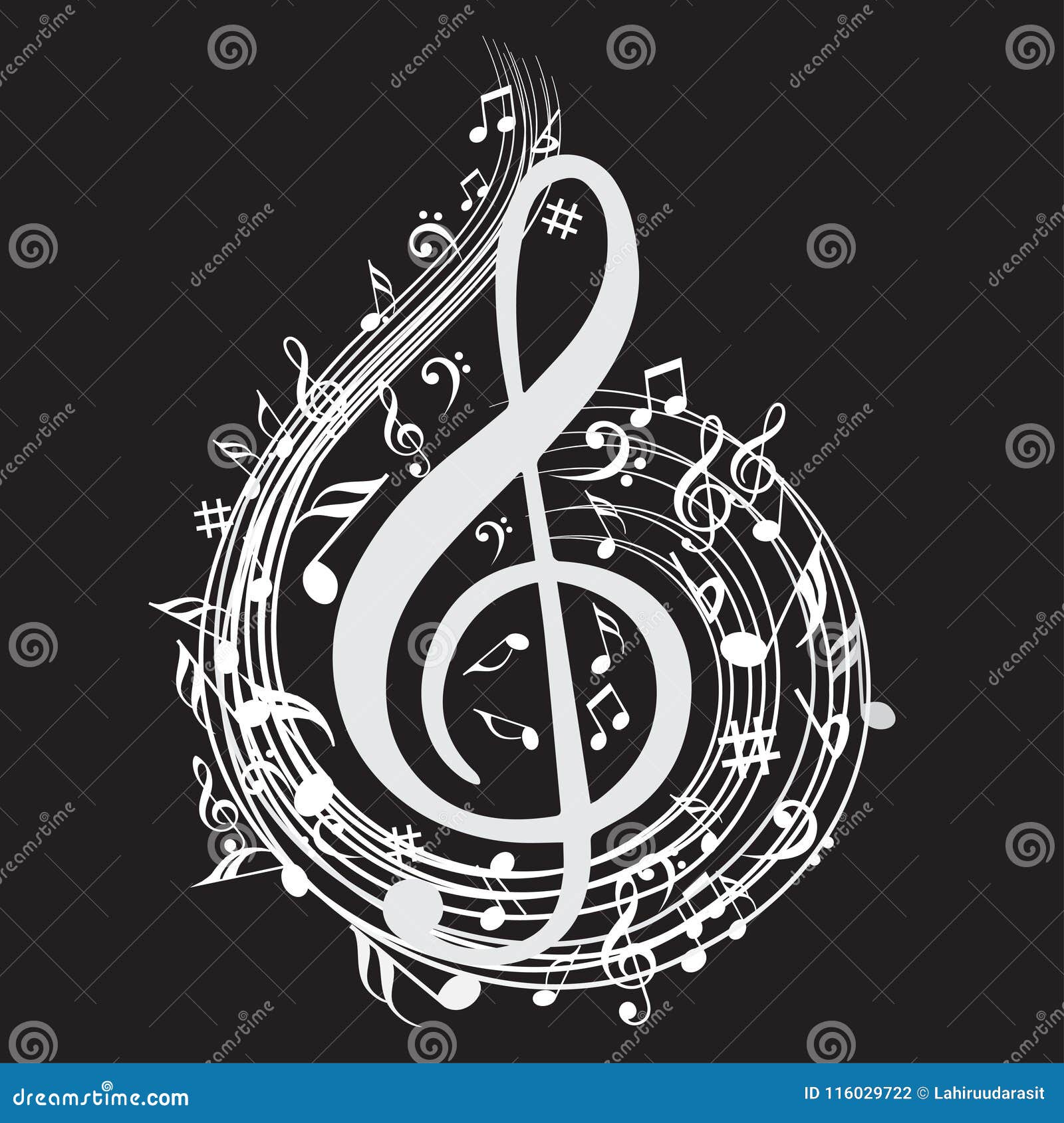 Music Note Background With Symbols Vector Illustration | CartoonDealer ...
