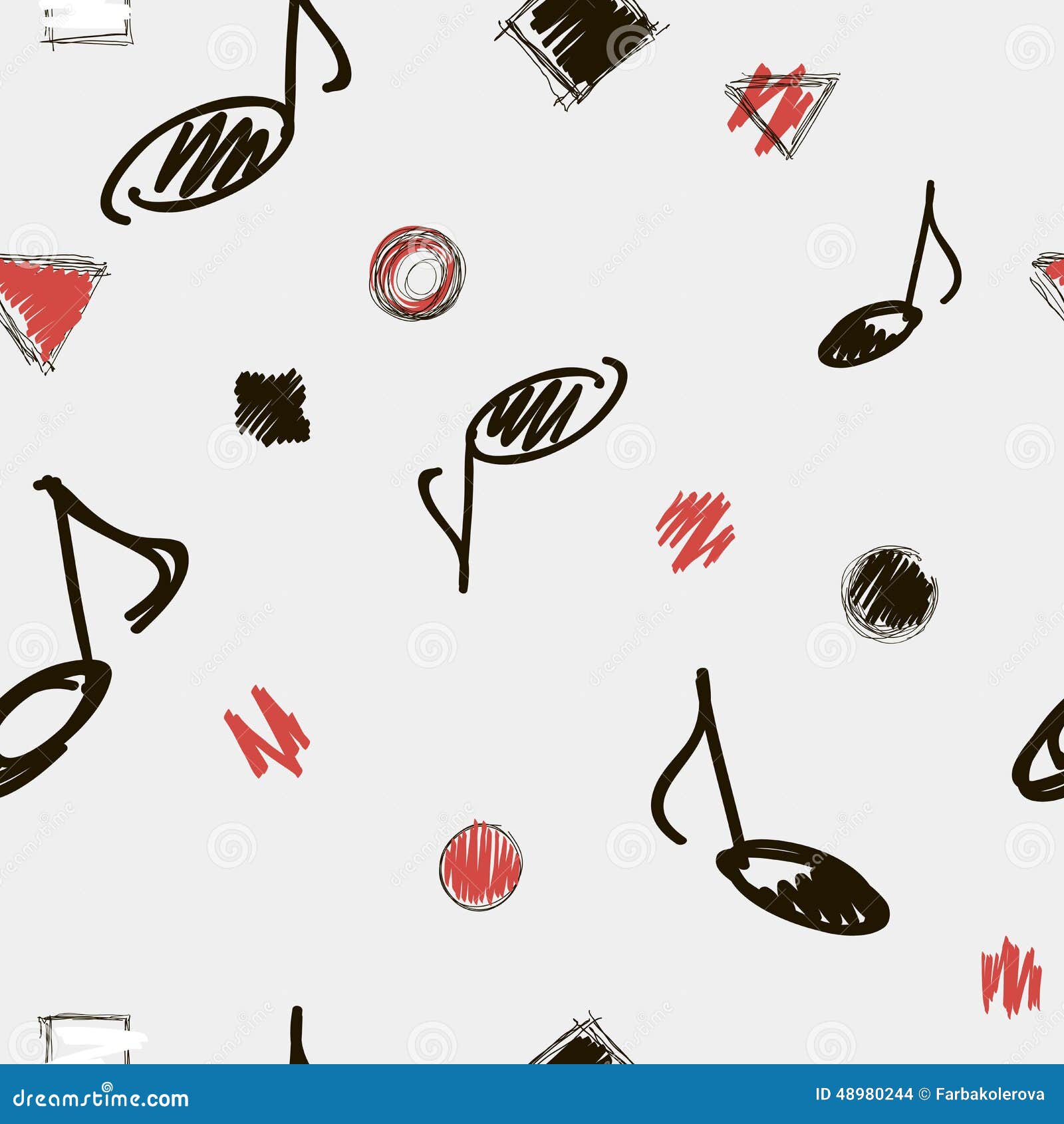 Music Note Background. Vector Illustration. Seamless Black, White and ...