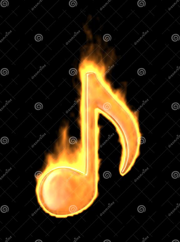 Music Note Burn in Fire. 3D Icon Isolated Stock Illustration ...