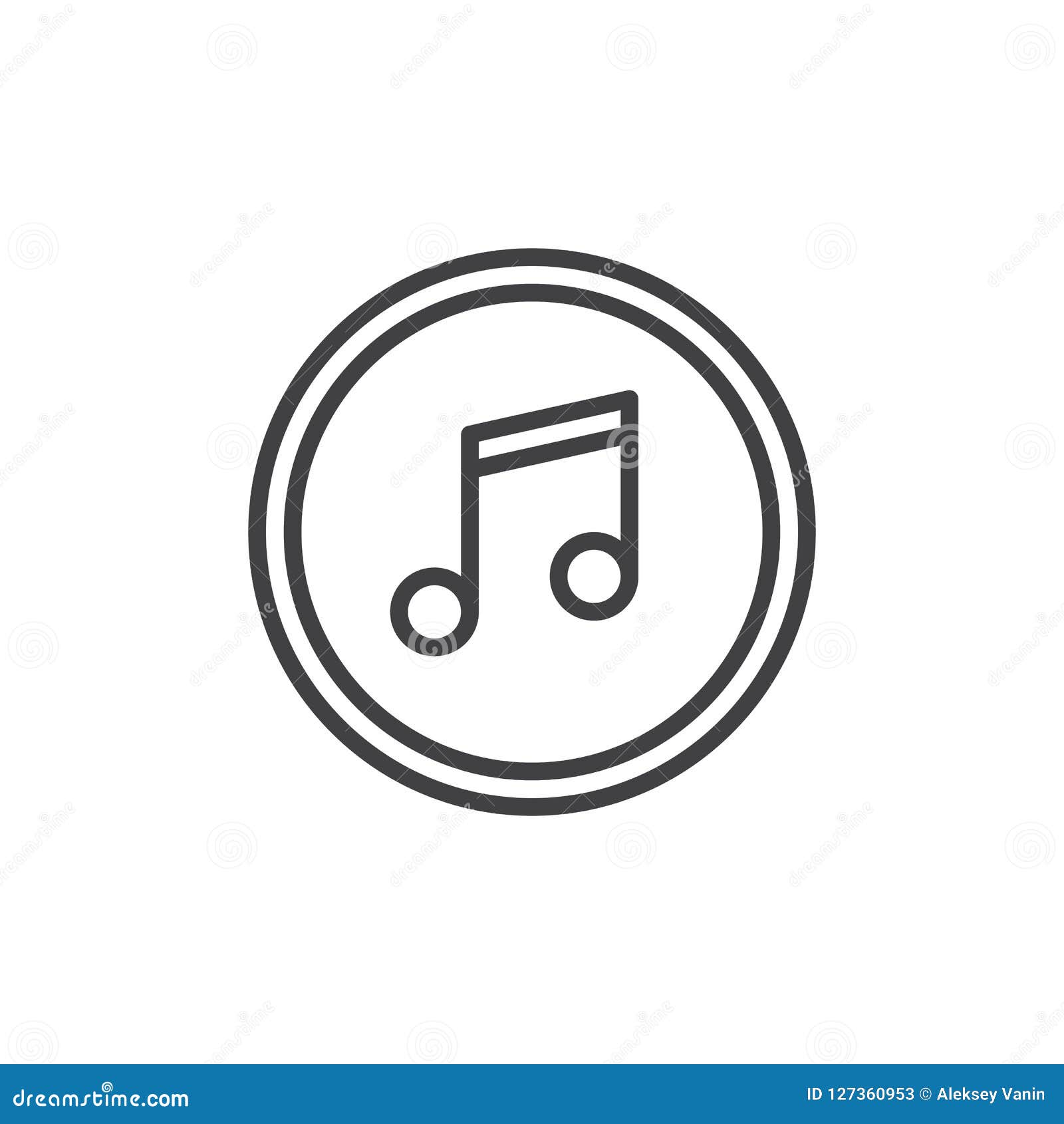 Music Note Button Outline Icon Stock Vector - Illustration of symbol ...