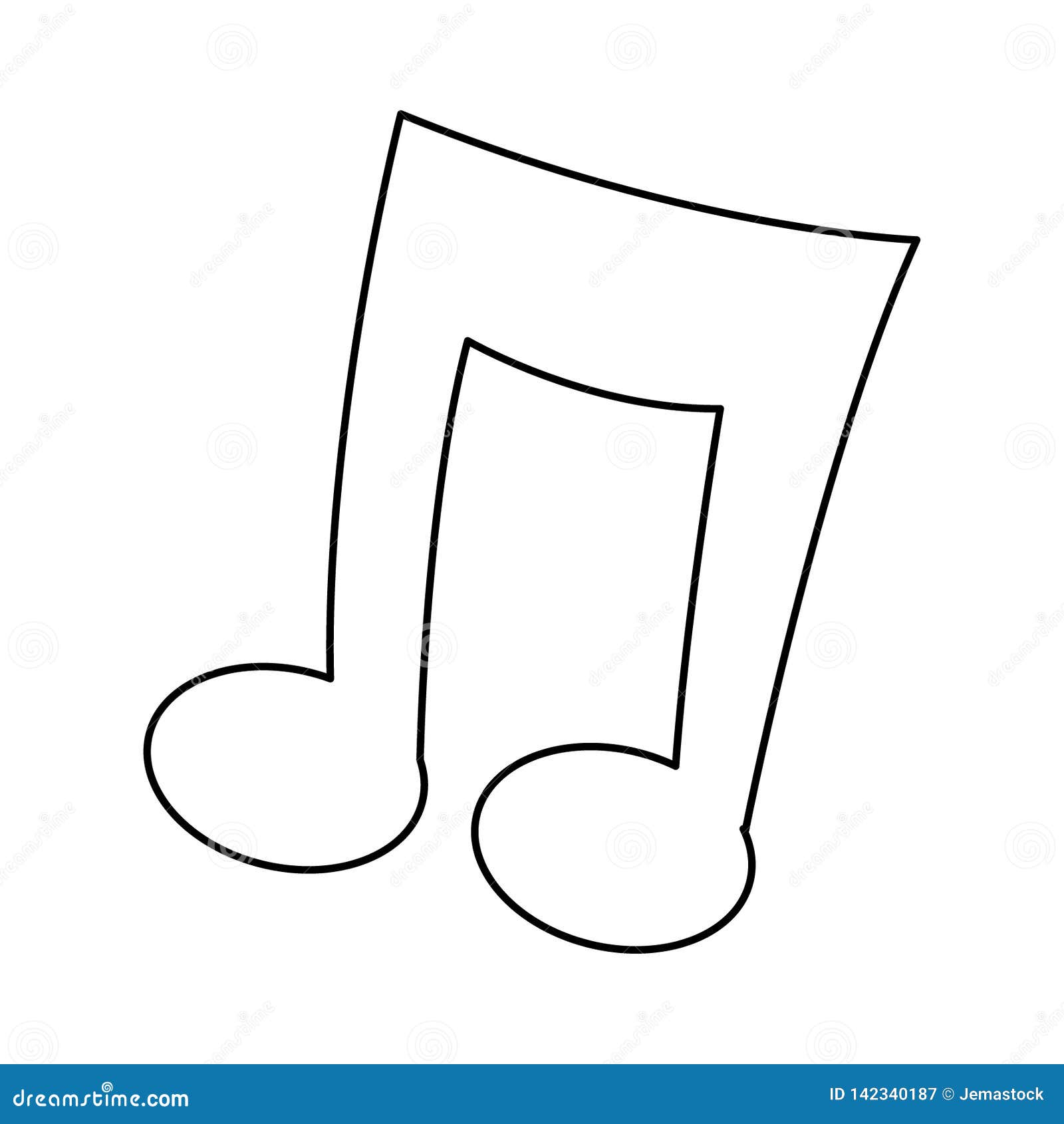 Music Note Cartoon Symbol in Black and White Stock Vector ...