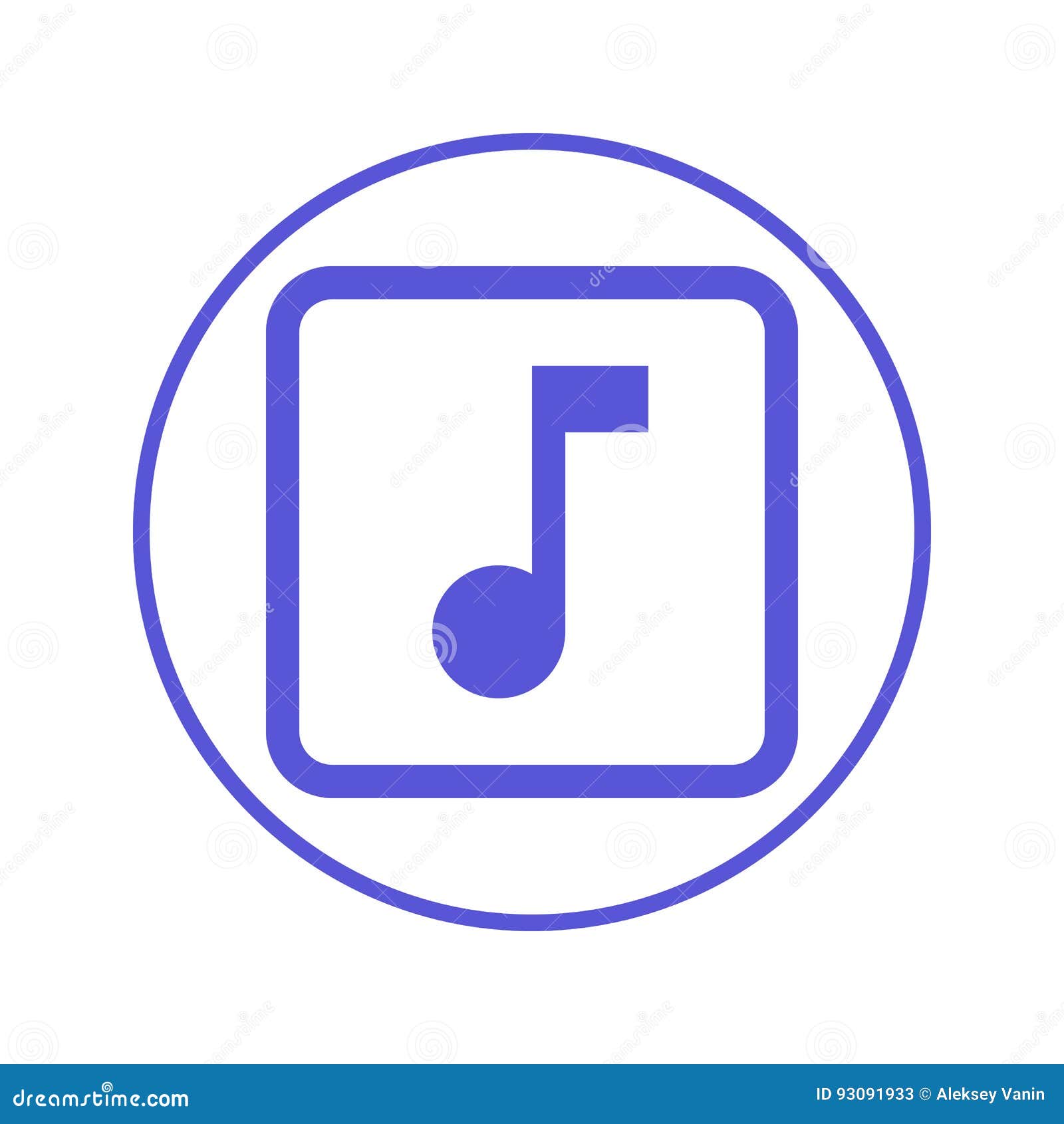 Music Note Circular Line Icon. Round Sign. Flat Style Vector Symbol ...
