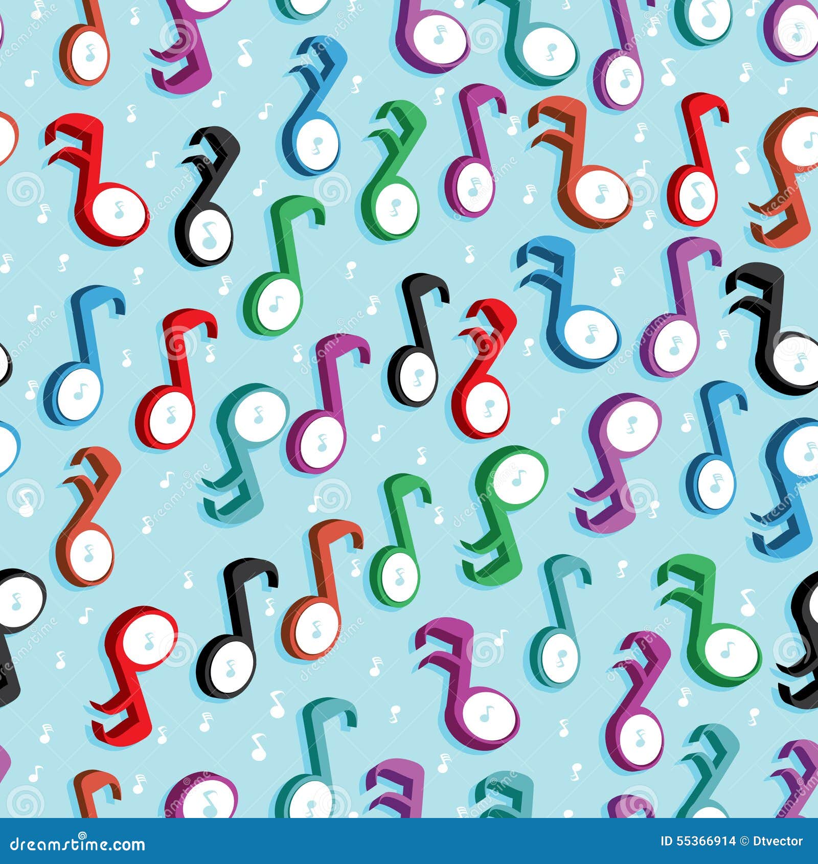 Music Note Colorful Dimension Seamless Pattern Stock Vector ...
