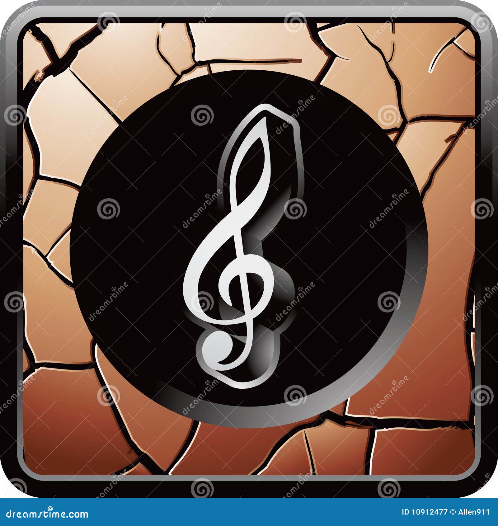 Music Note on Cracked Bronze Web Button Stock Vector - Illustration of ...