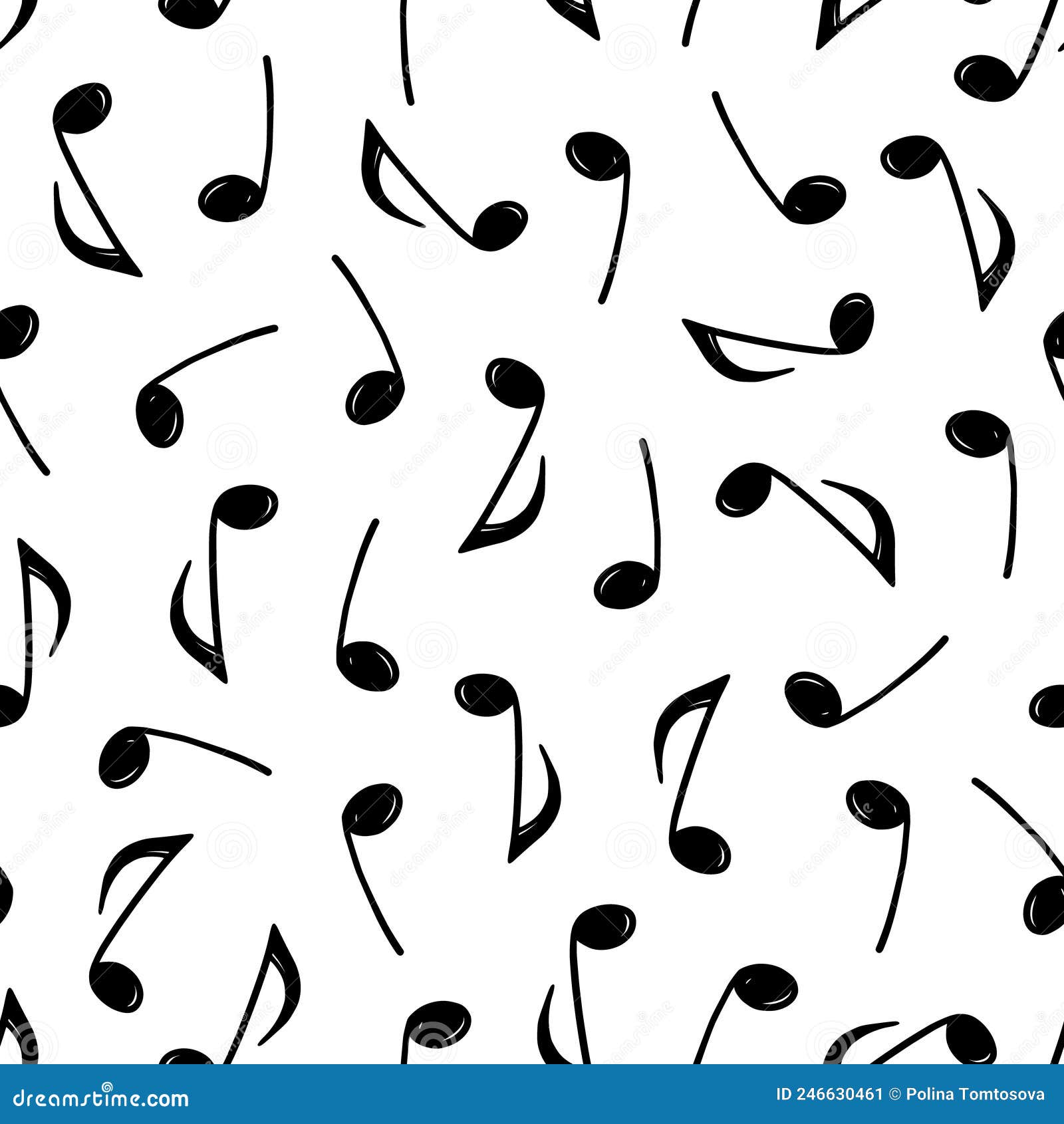 Music Note Doodle Drawn Pattern Stock Vector - Illustration of black ...
