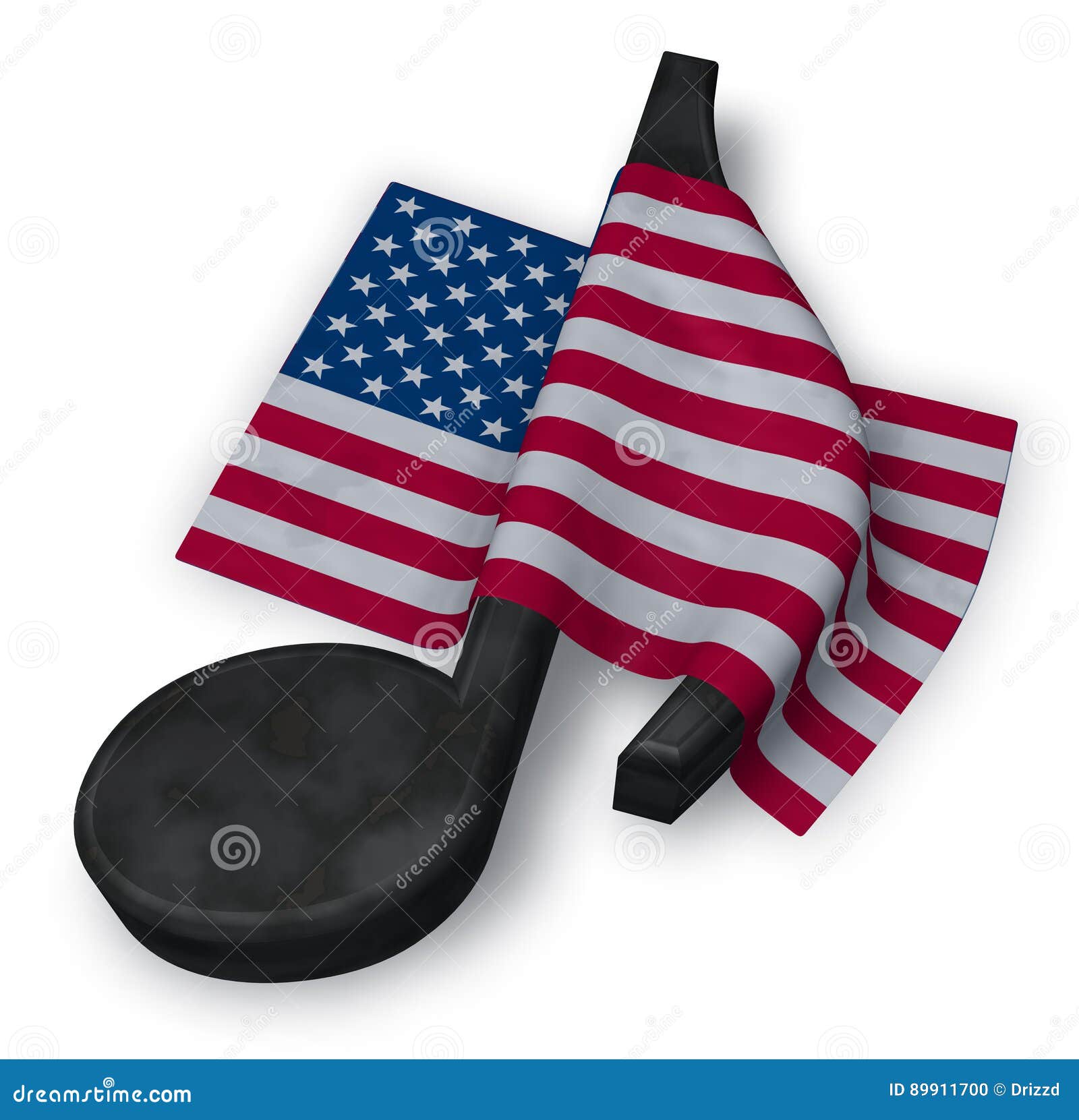 Music Note and Flag of the Usa Stock Illustration - Illustration of ...