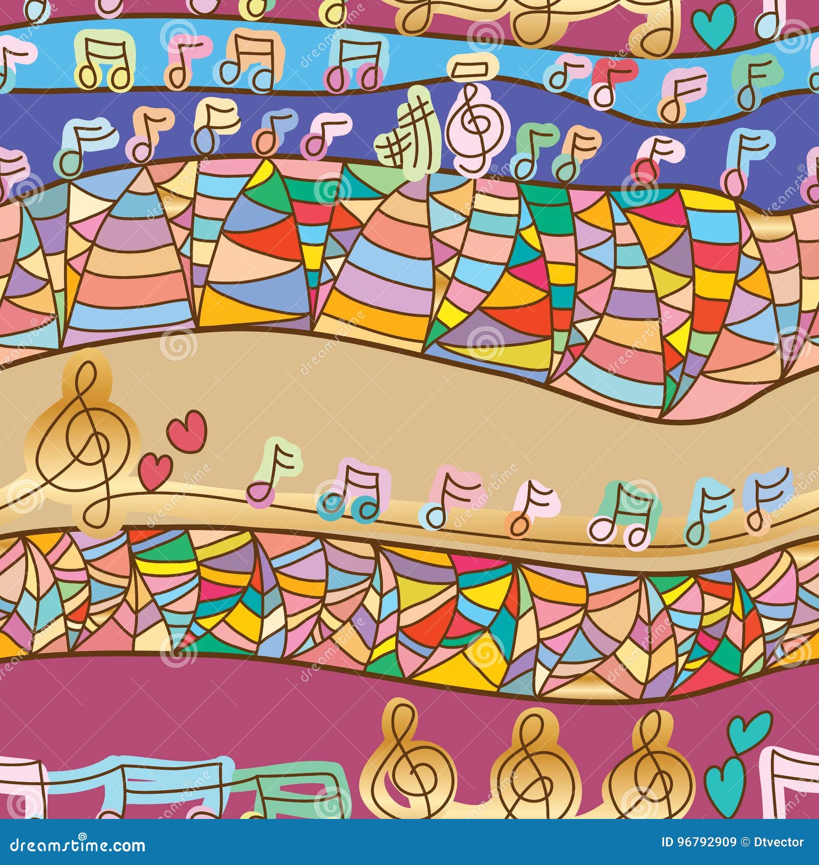 Music Note Free Style Stripe Seamless Pattern Stock Vector ...