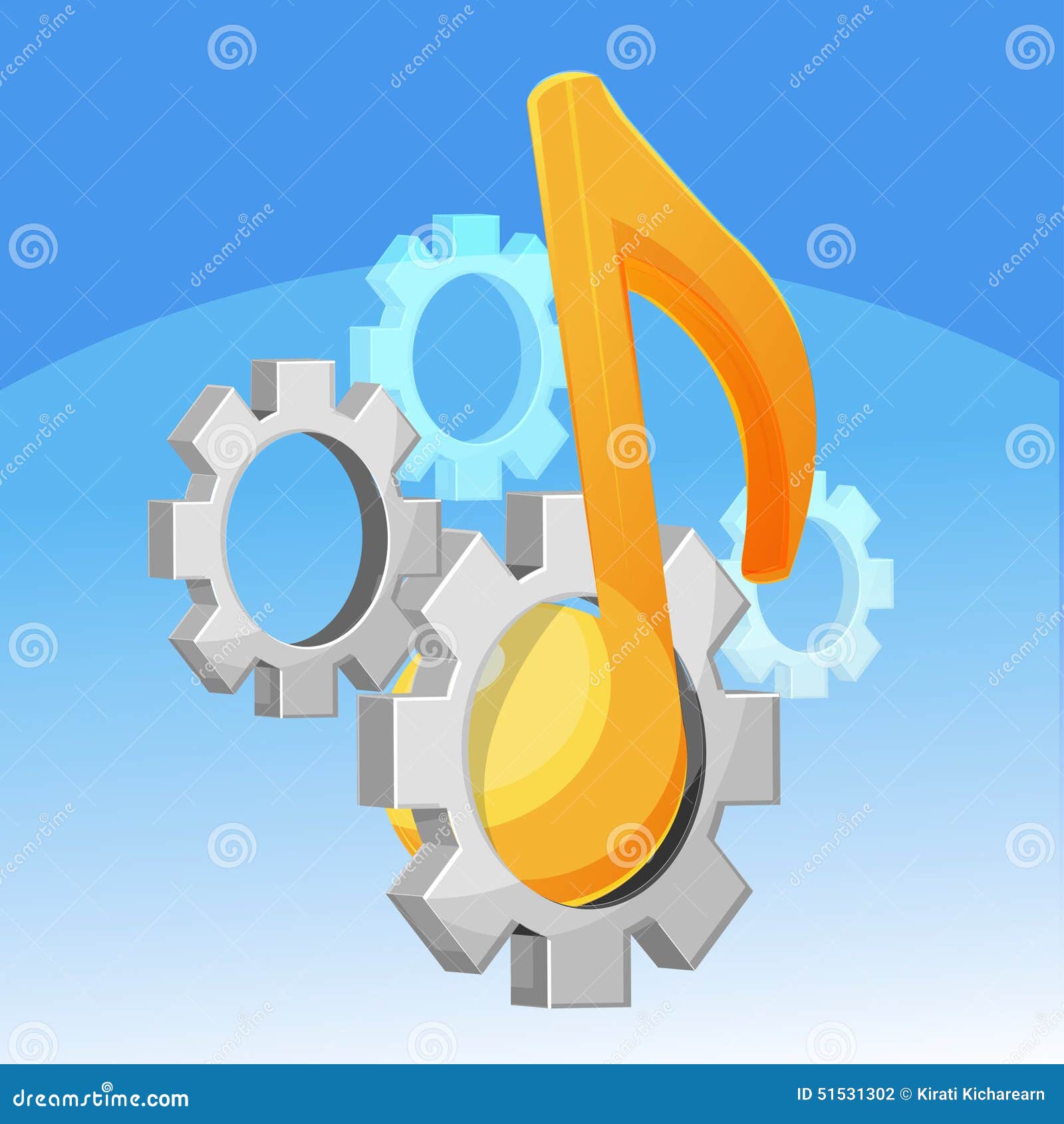 Music Note Gear Fixed stock illustration. Illustration of song - 51531302