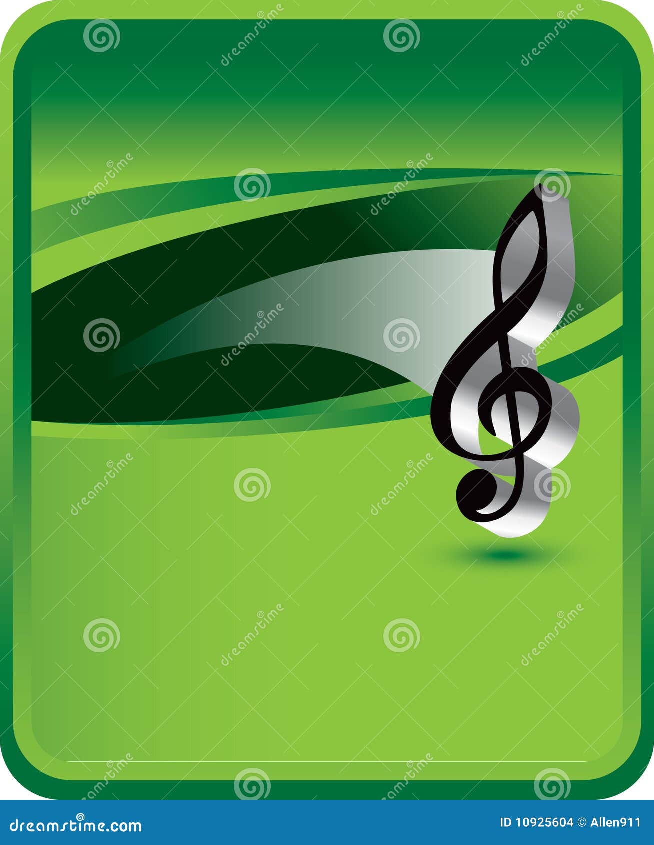 Music Note on Green Background Stock Vector - Illustration of floral ...