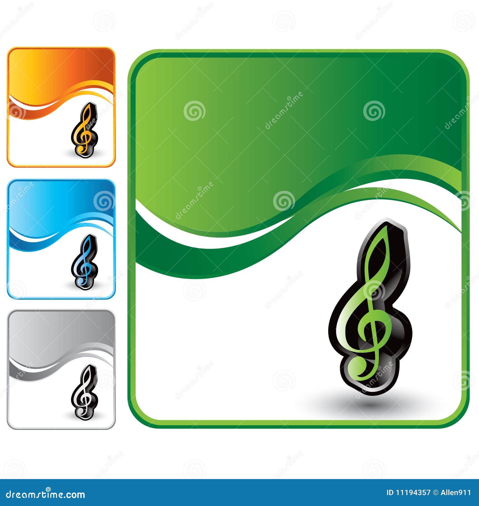 Music Note on Green Wave Background Stock Vector - Illustration of ...