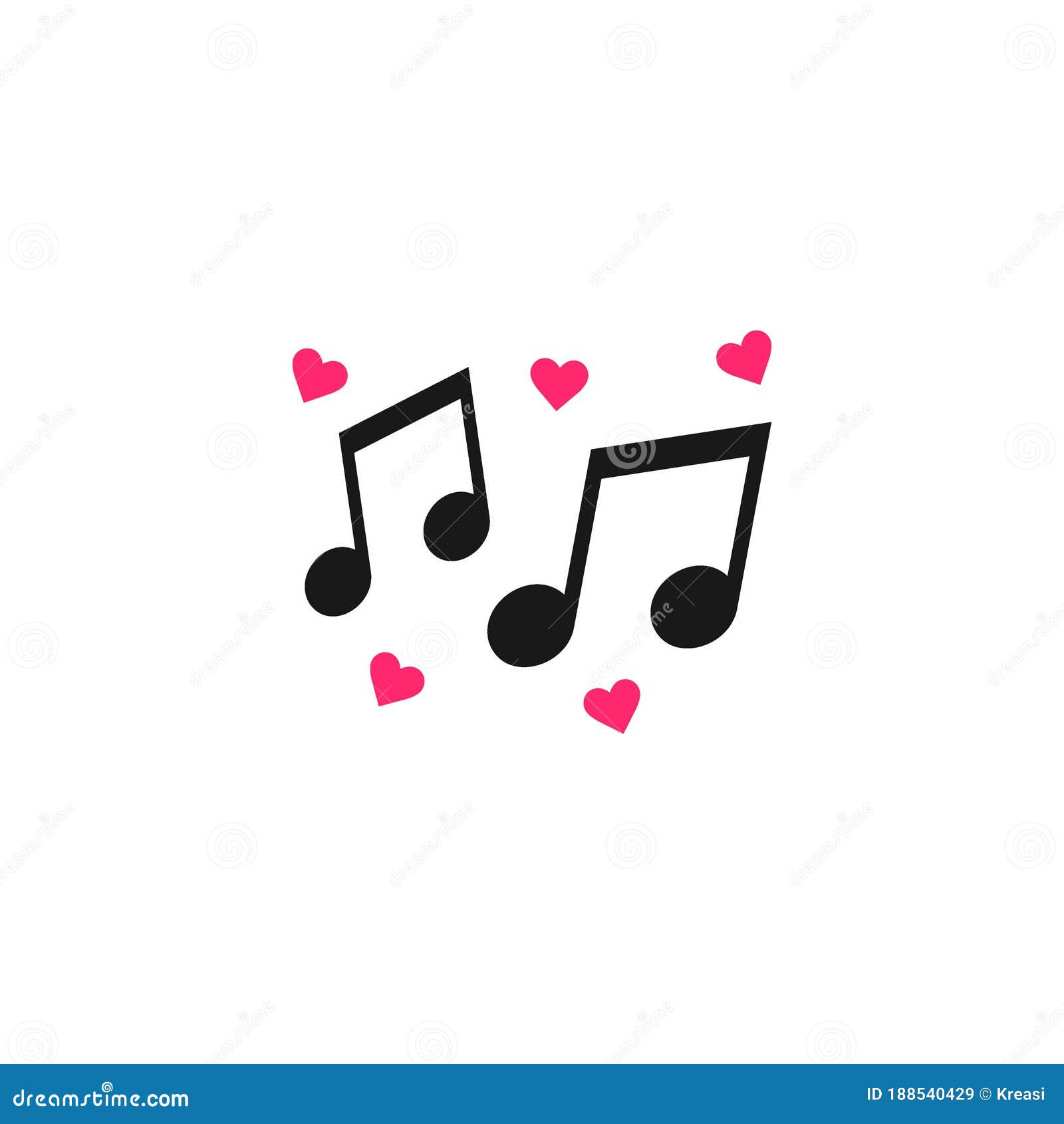 Music Note with Heart Icon Vector Illustration Stock Vector ...